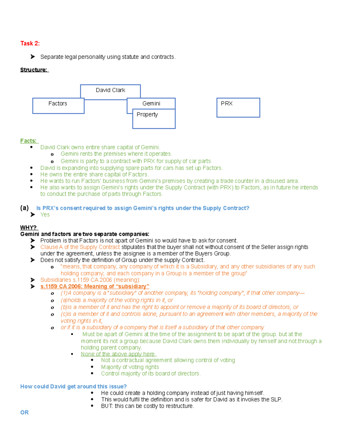Task 2 - Business law and practice task 2 workshop 1 answer. - Task 2 ...