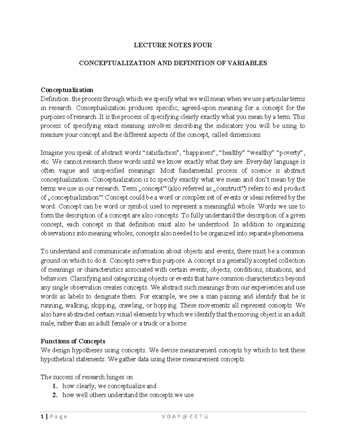 Rm Lecture Notes Four Conceptualization Lecture Notes Four Conceptualization And Definition Of