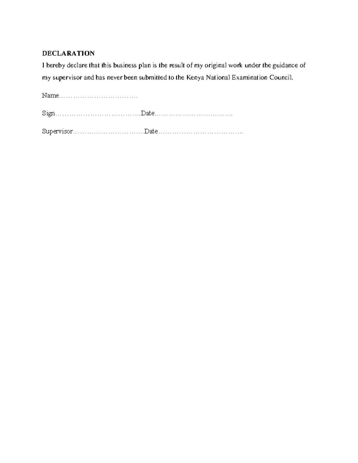 Akinyi Naomi BP - Business plan on hotel and restaurants - DECLARATION ...