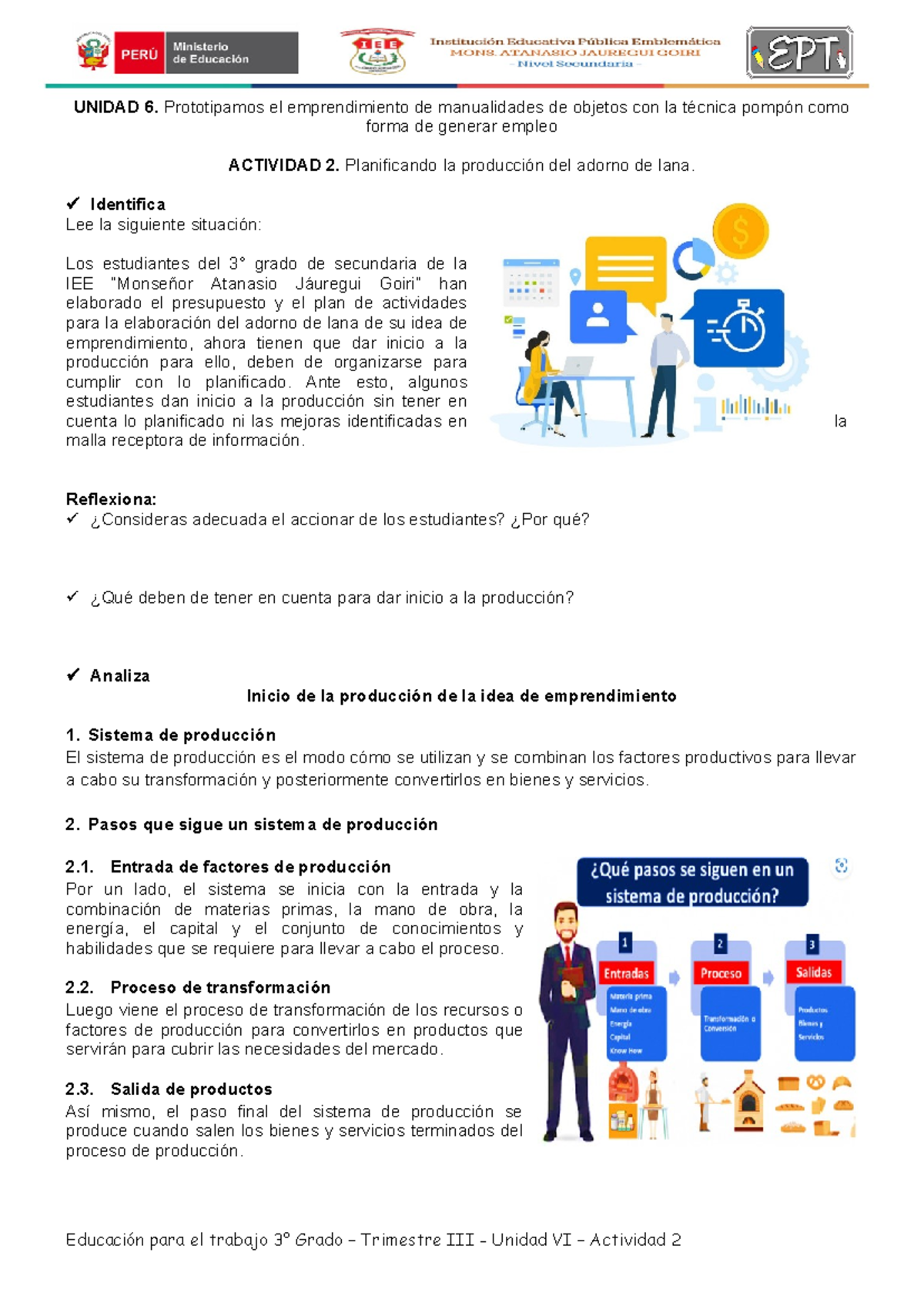 EPT 3° - UD6 - DEA 2 - Ficha de aprendizaje - UNIDAD 6. Prototipamos el emprendimiento de - Studocu