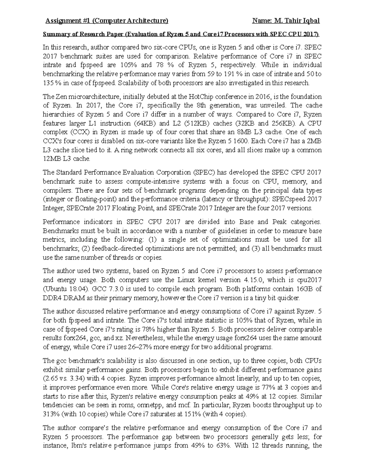 Tahir Iqbal (Summary of Research Paper) - Assignment #1 (Computer ...