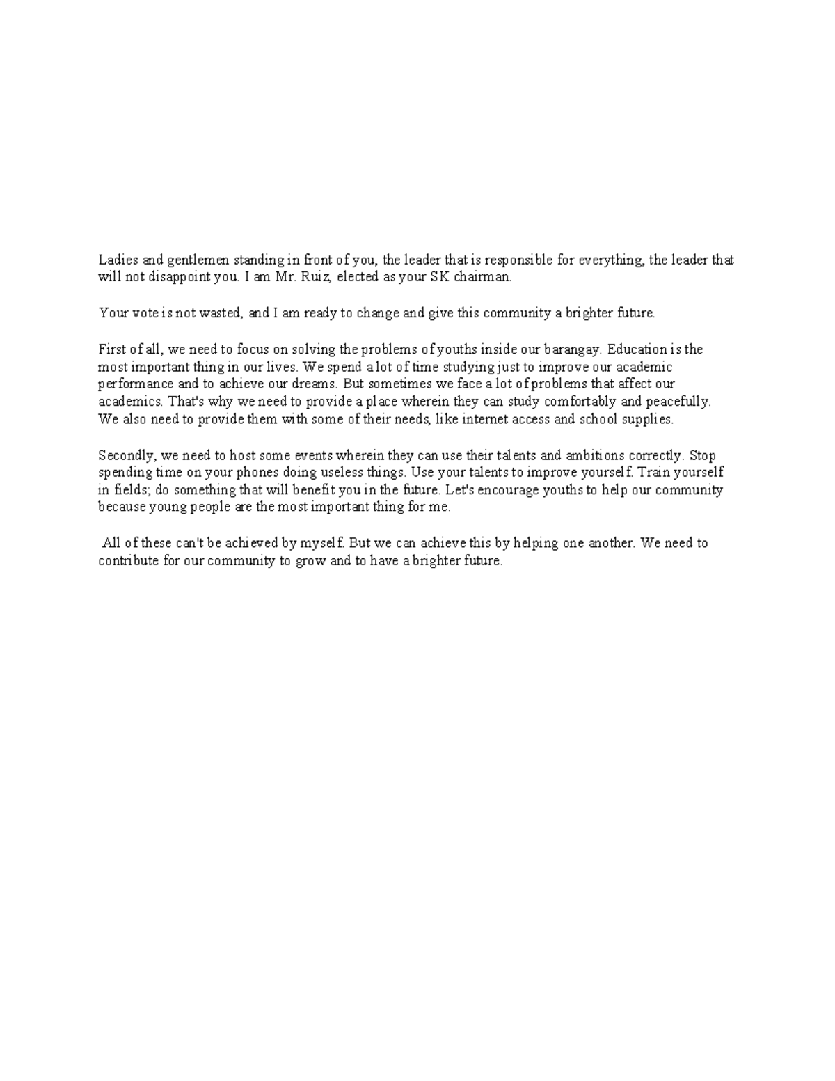 MR RUIZ Speech - No problem - Ladies and gentlemen standing in front of ...