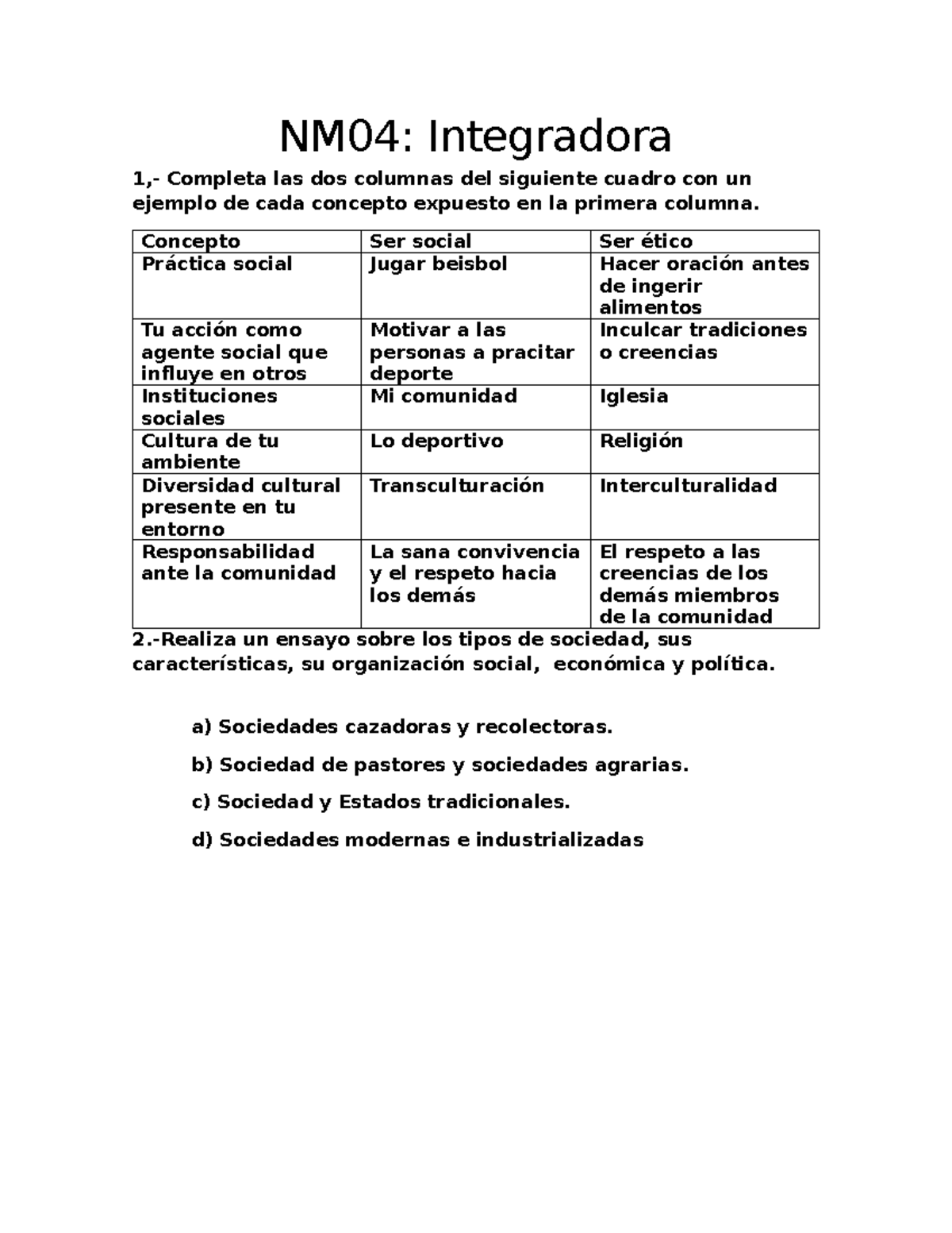 NMO4 Integradora - NM04: Integradora 1,- Completa las dos columnas del ...