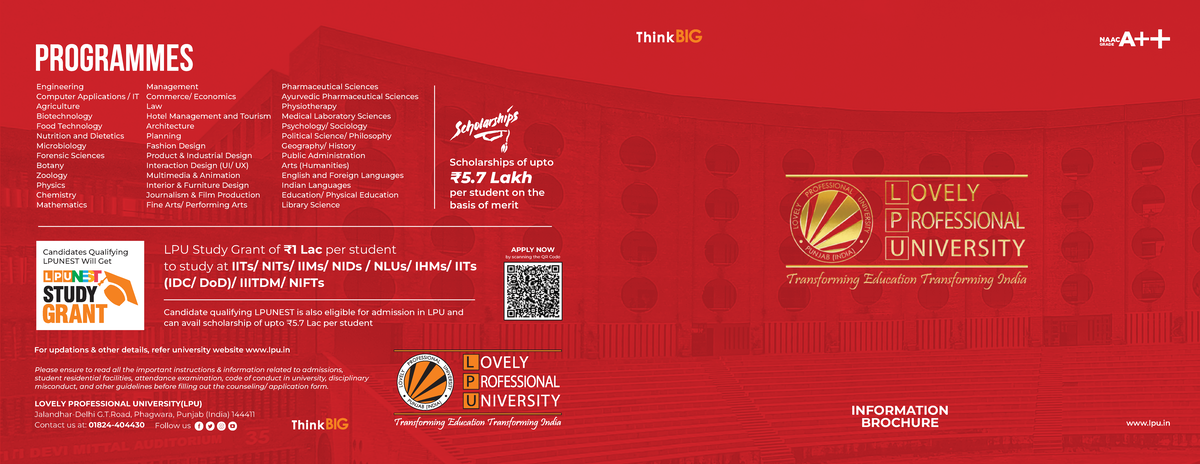 B.Tech Booklet Dec 2023 - Follow us lpu NAACGRADE INFORMATION BROCHURE ...