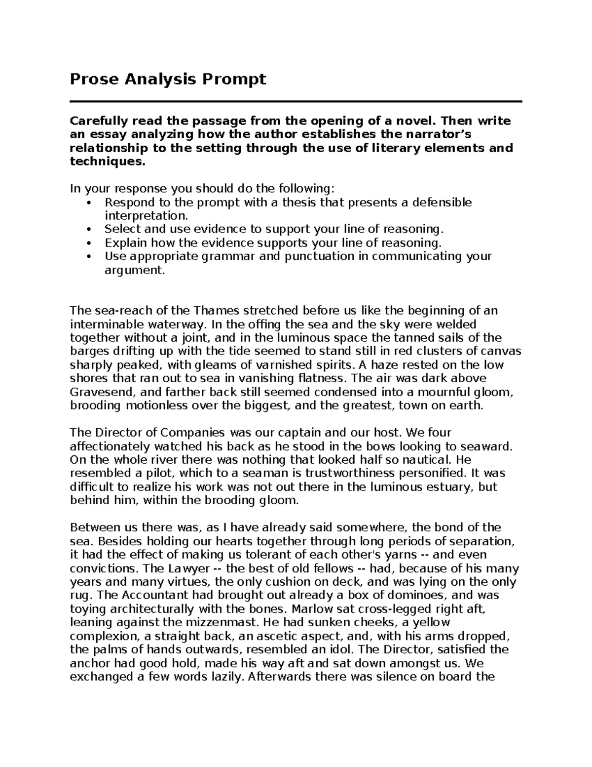 Proseanalysis prompt narrator setting - Prose Analysis Prompt Carefully ...