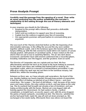 Proseanalysis prompt character response - Prose Analysis Prompt In the ...