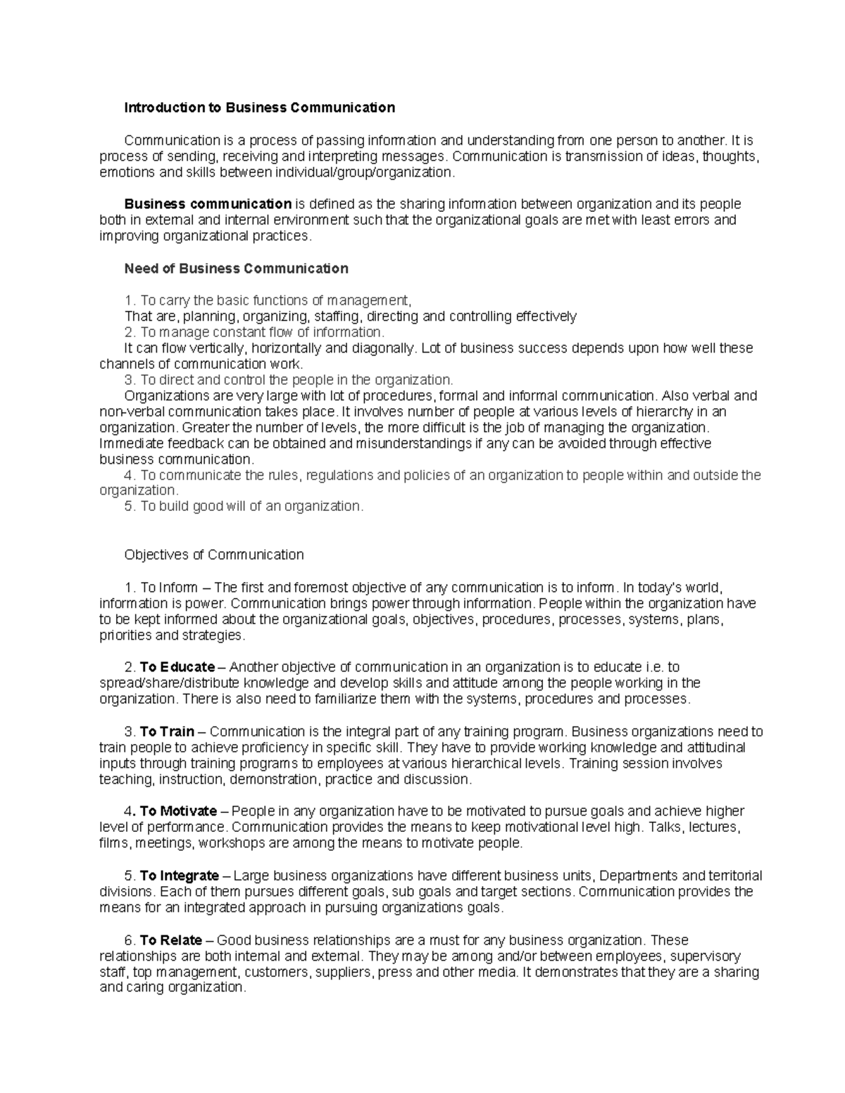 Business Communication Unit1 (Autosaved) - Introduction to Business ...