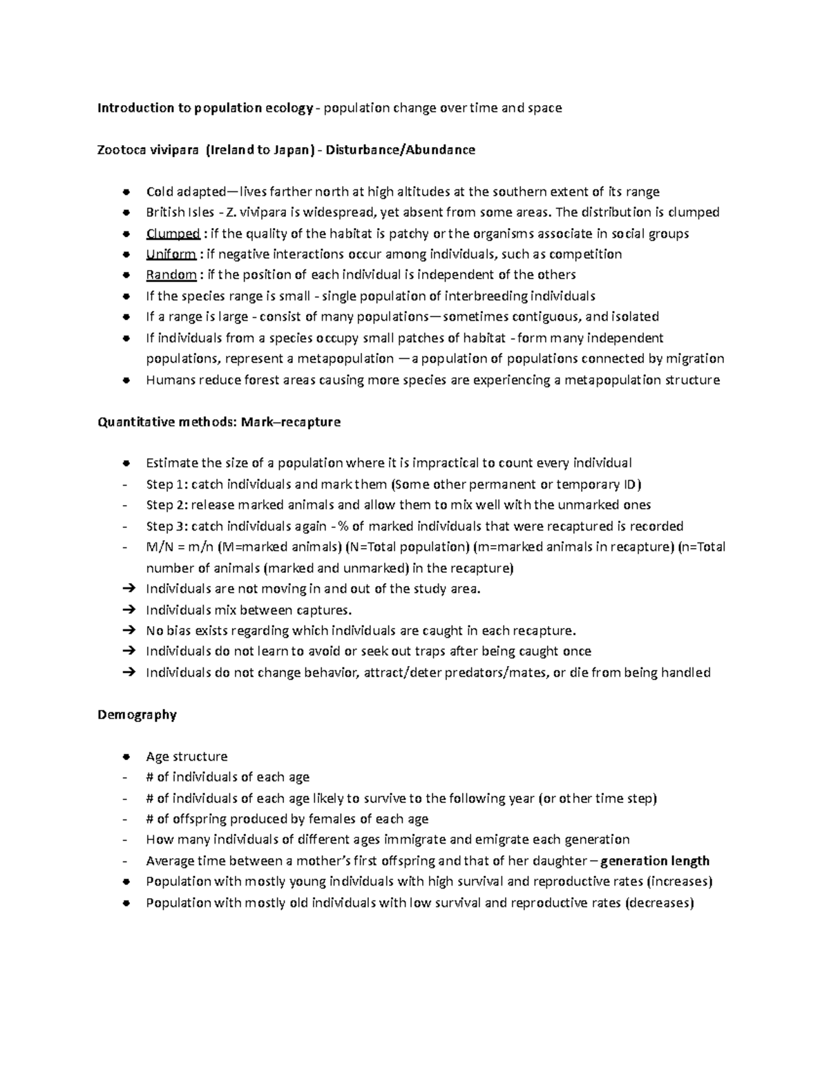 Chapter 51 - Lecture and Textbook notes - Introduction to population ...