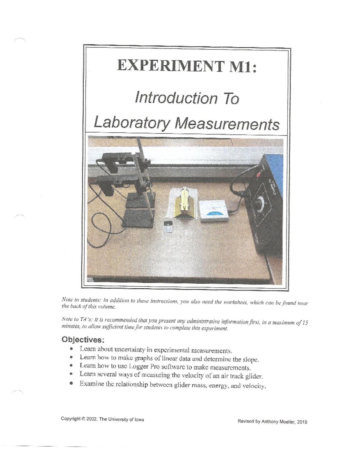 Experiment M1 - LAB - PHYS1611000A - Studocu