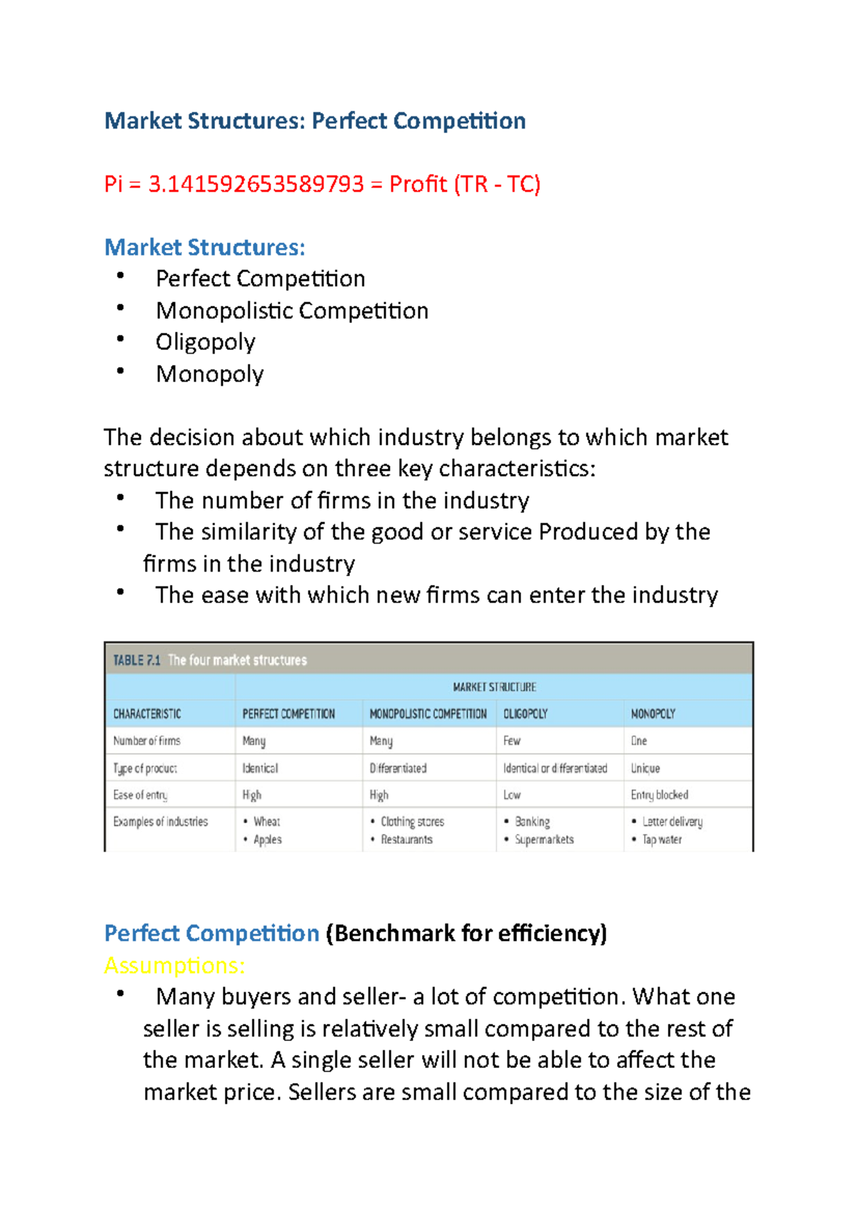 Intro to Economics - Week 5 Lectures - Market Structures: Perfect ...