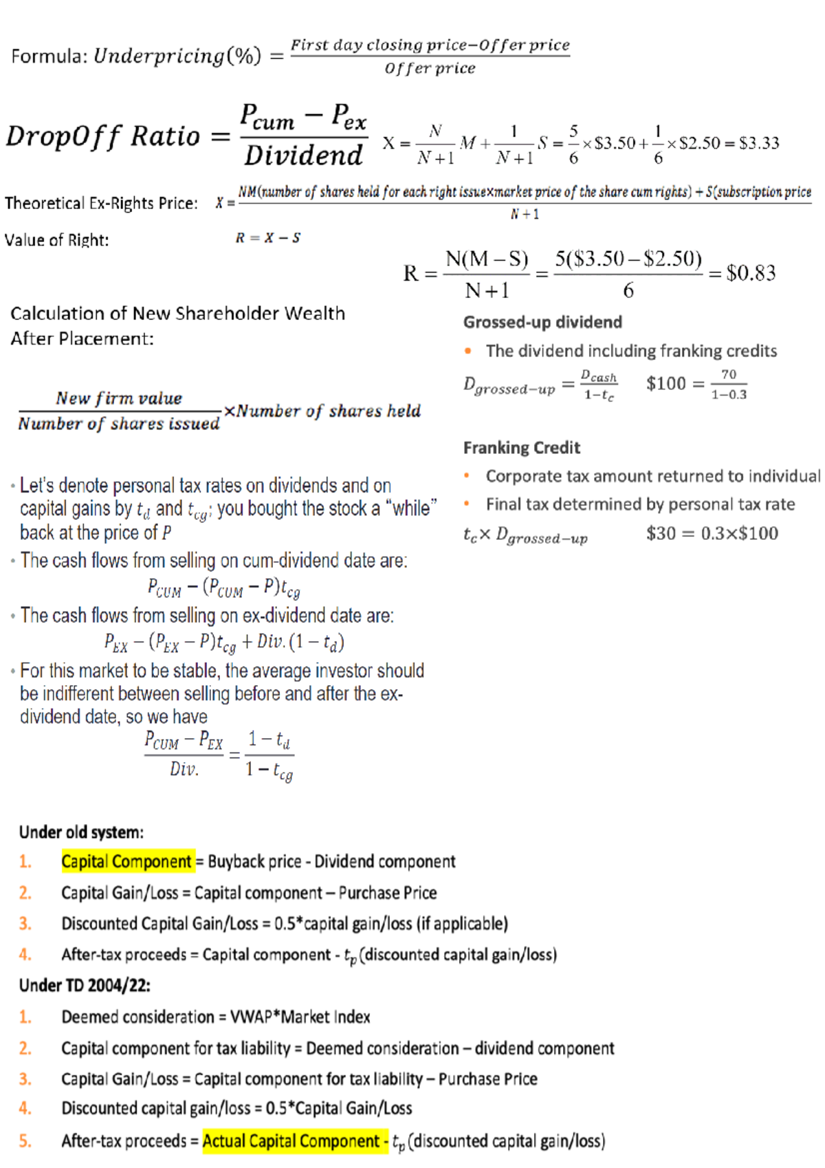 CFDM Formula sheet - FNCE20005 - Studocu