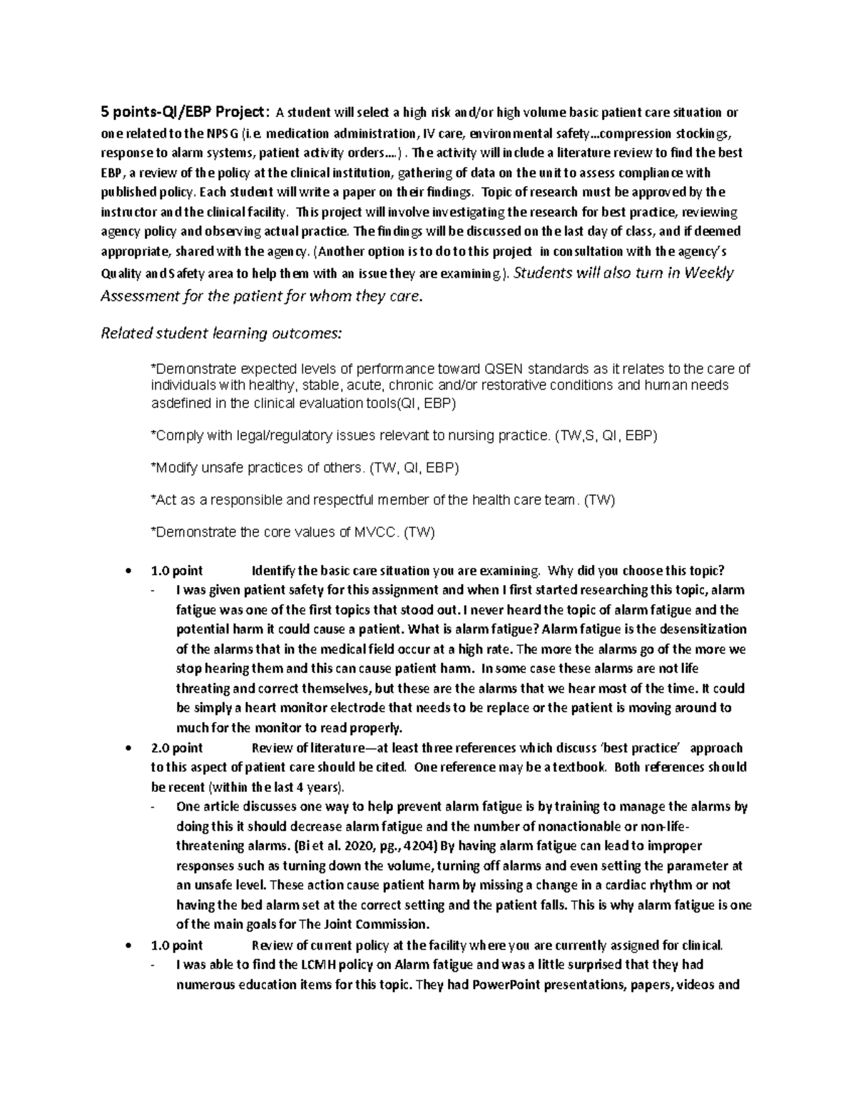 Qiebp - 5 points-QI/EBP Project : A student will select a high risk and ...