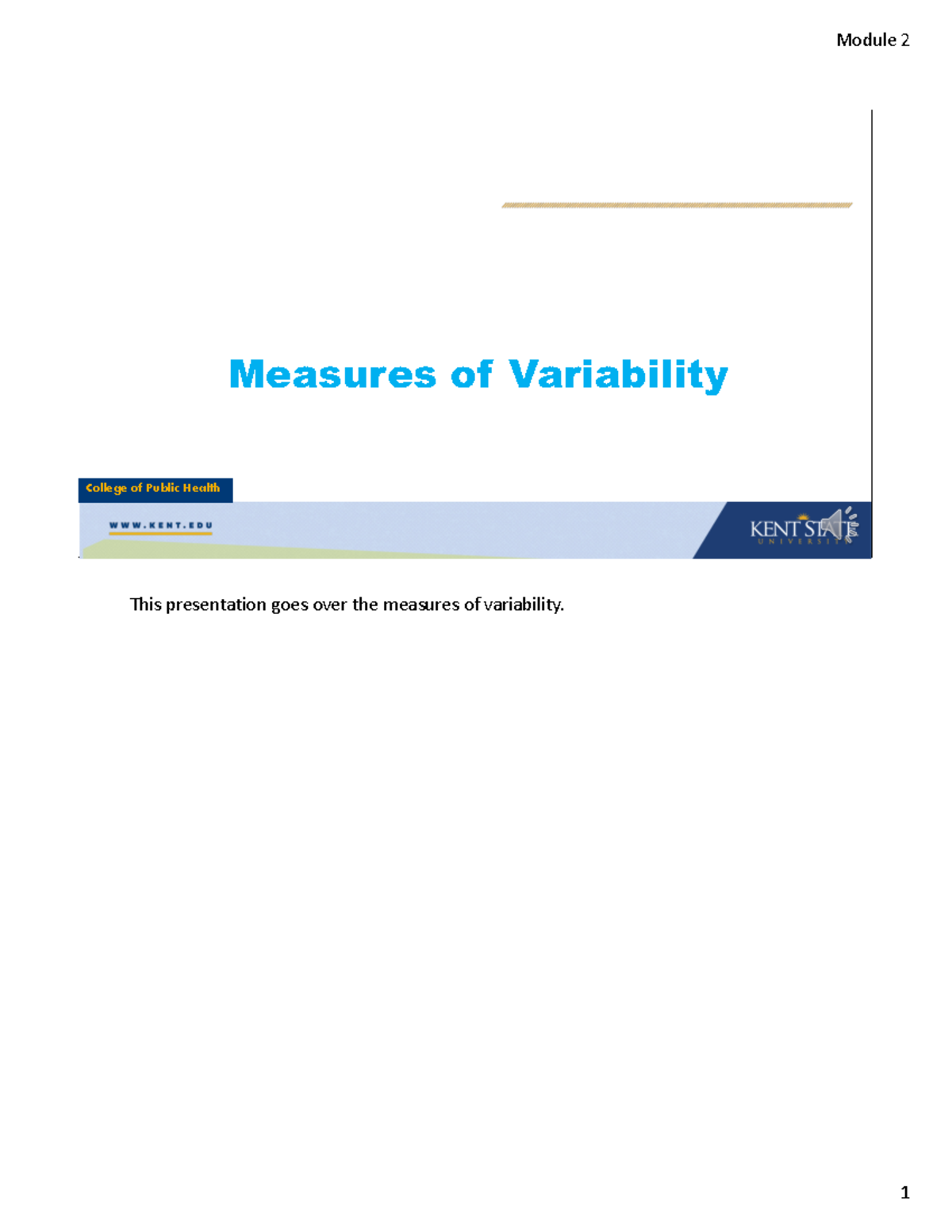 Measures of Variability - College of Public Health Measures of ...