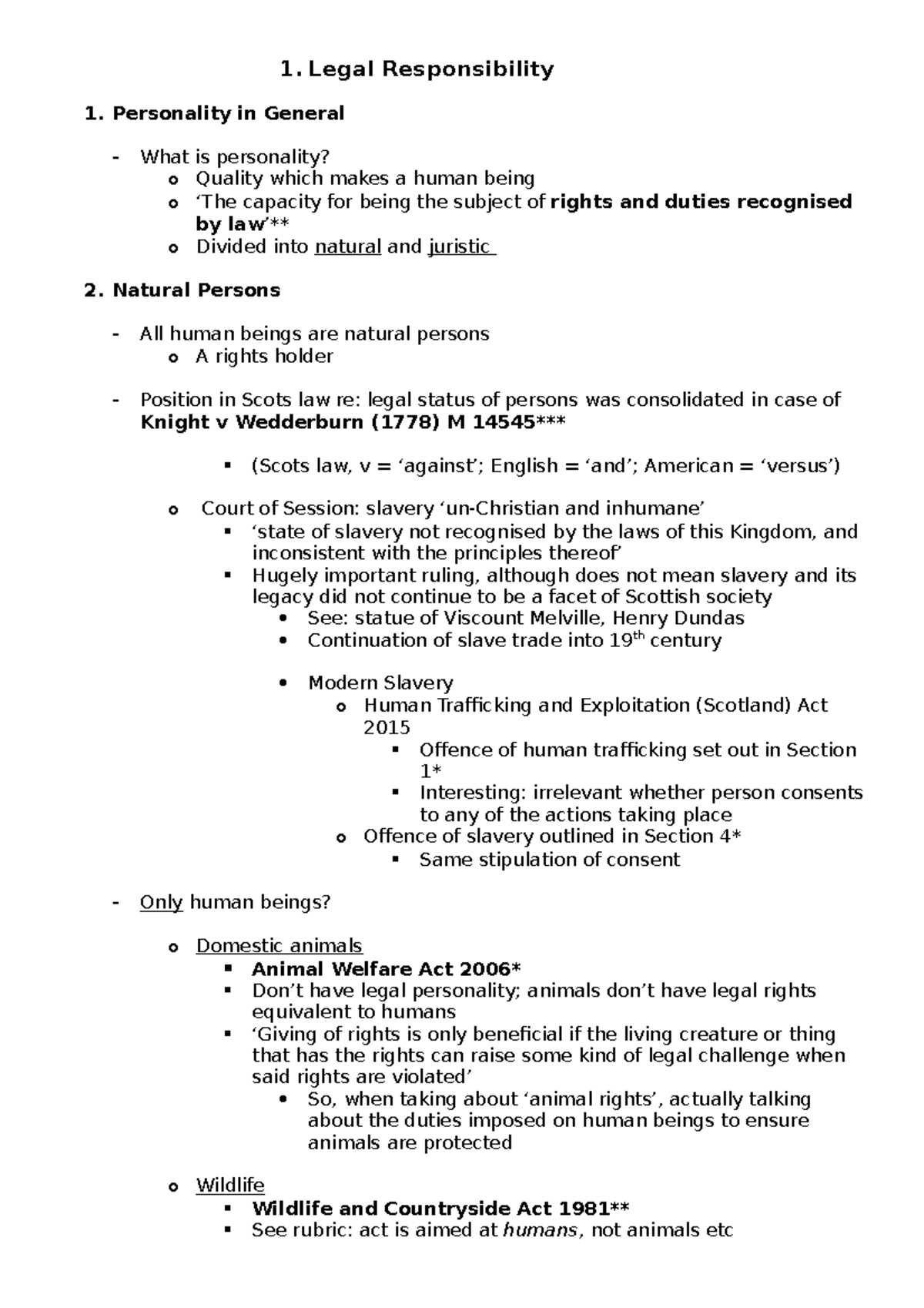 (F) 1.1. Intro, Classification - 1. Legal Responsibility Personality in ...