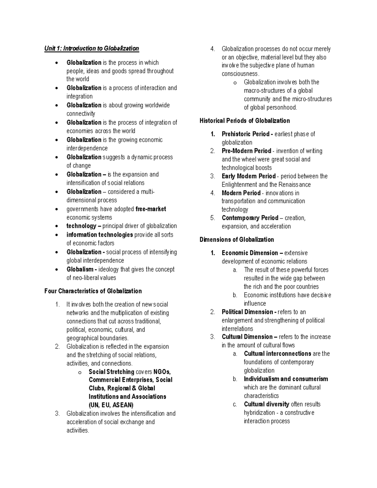 Contemporary-Final - go go - Unit 1: Introduction to Globalization ...