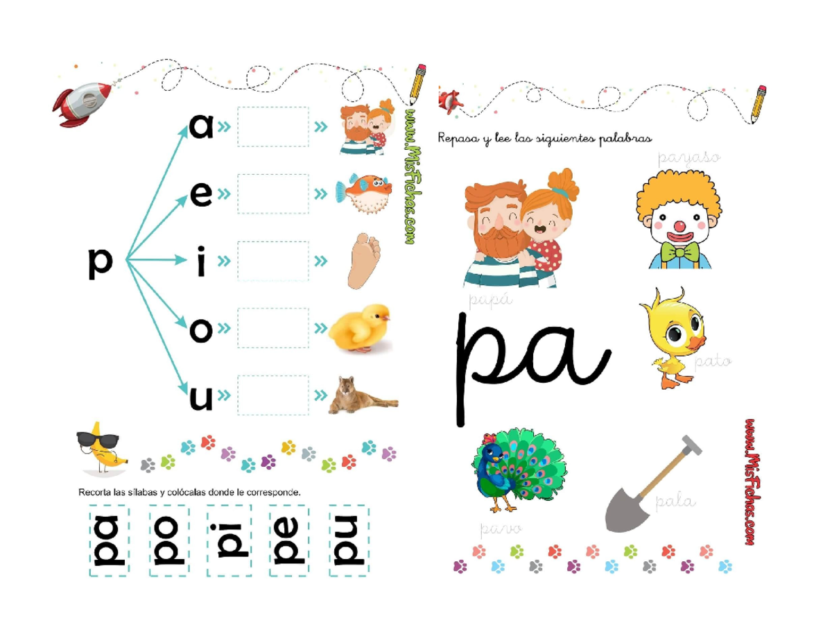 Silaba pa - Lenguajes - Recorta las silabas y colécalas donde le ...