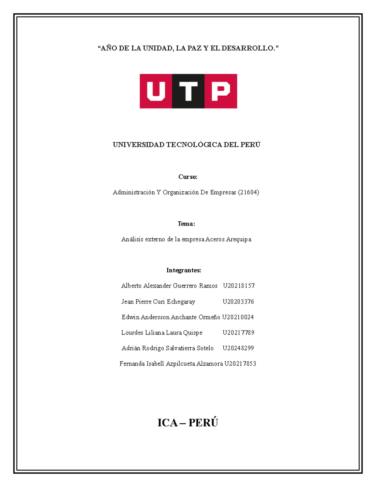 TrabajoFinal_s02 - Administración y Organización de Empresas - UTP - Studocu