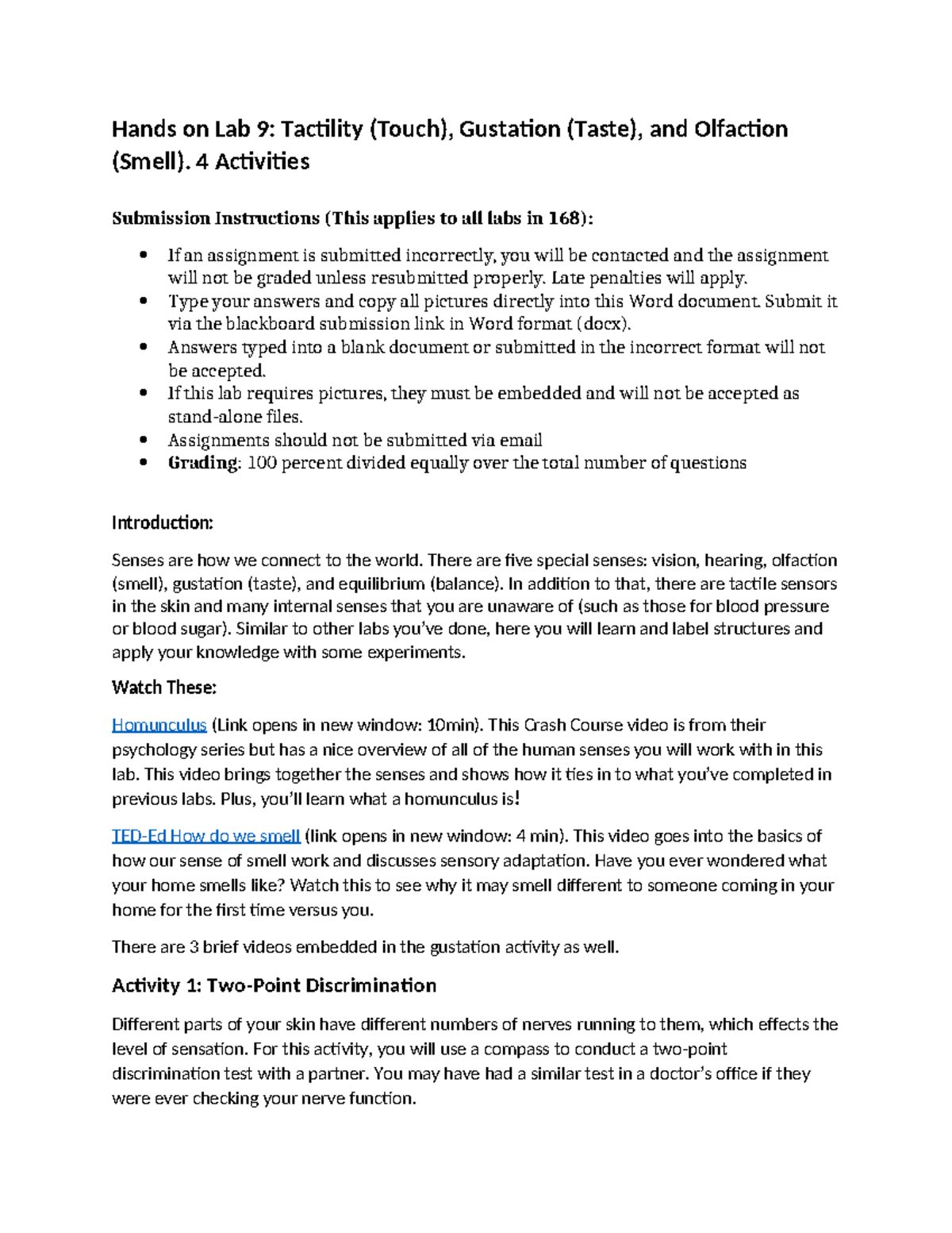 Hands on Lab 9 - TASTE AND SMELL - Hands on Lab 9: Tactility (Touch ...