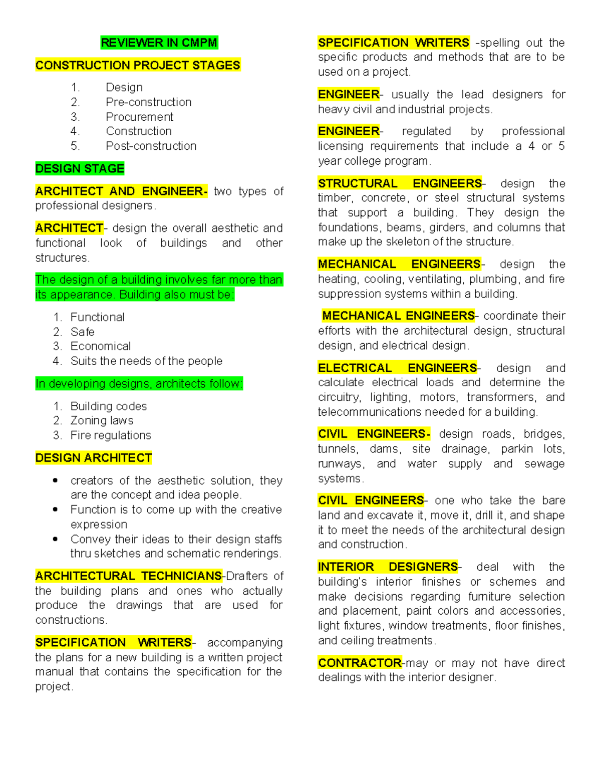 Reviewer-IN-CMPM - reviewer - REVIEWER IN CMPM CONSTRUCTION PROJECT ...