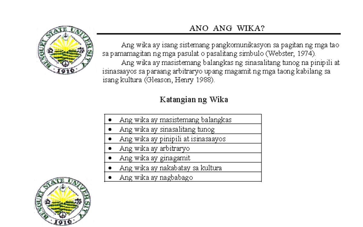 Sining-ng-komunikasyon-outline compress - ANO ANG WIKA? Ang wika ay ...