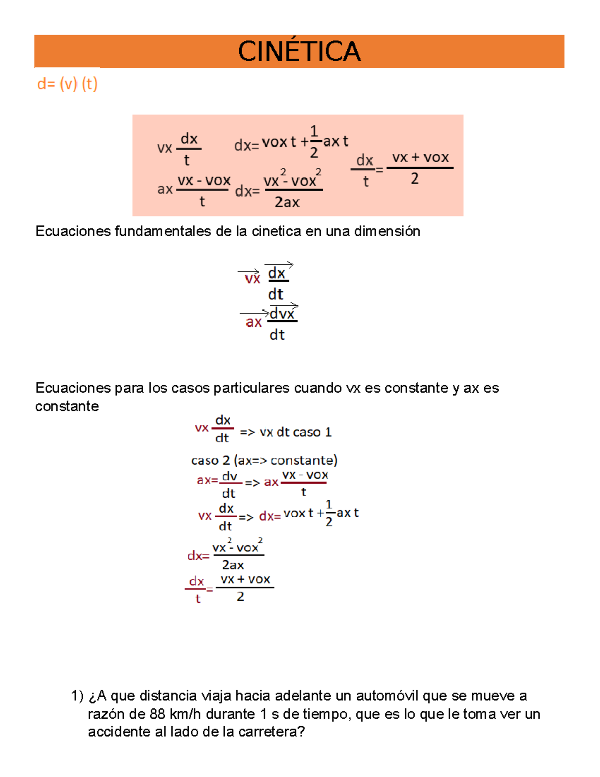 Cinetica 3 - contenido de fórmulas de cinemática y caída libre ...