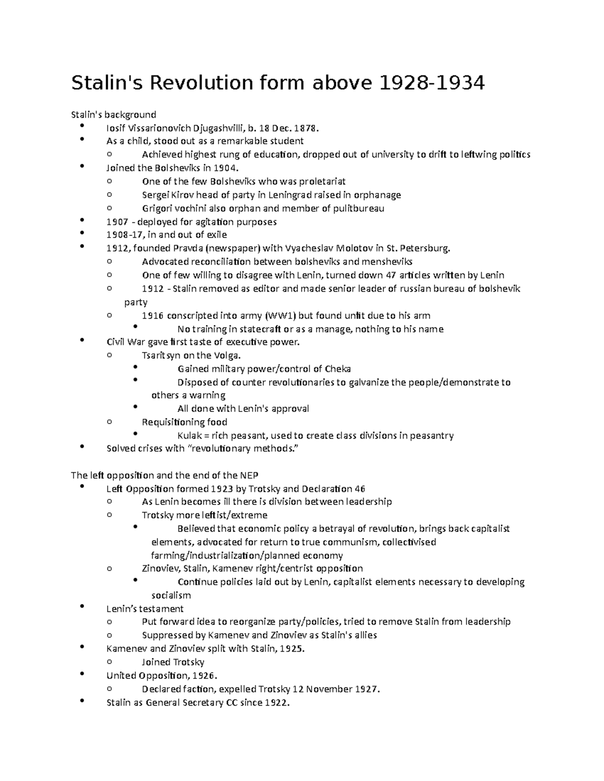 Lecture 12- Stalin's Revolution from above - Stalin's Revolution form ...