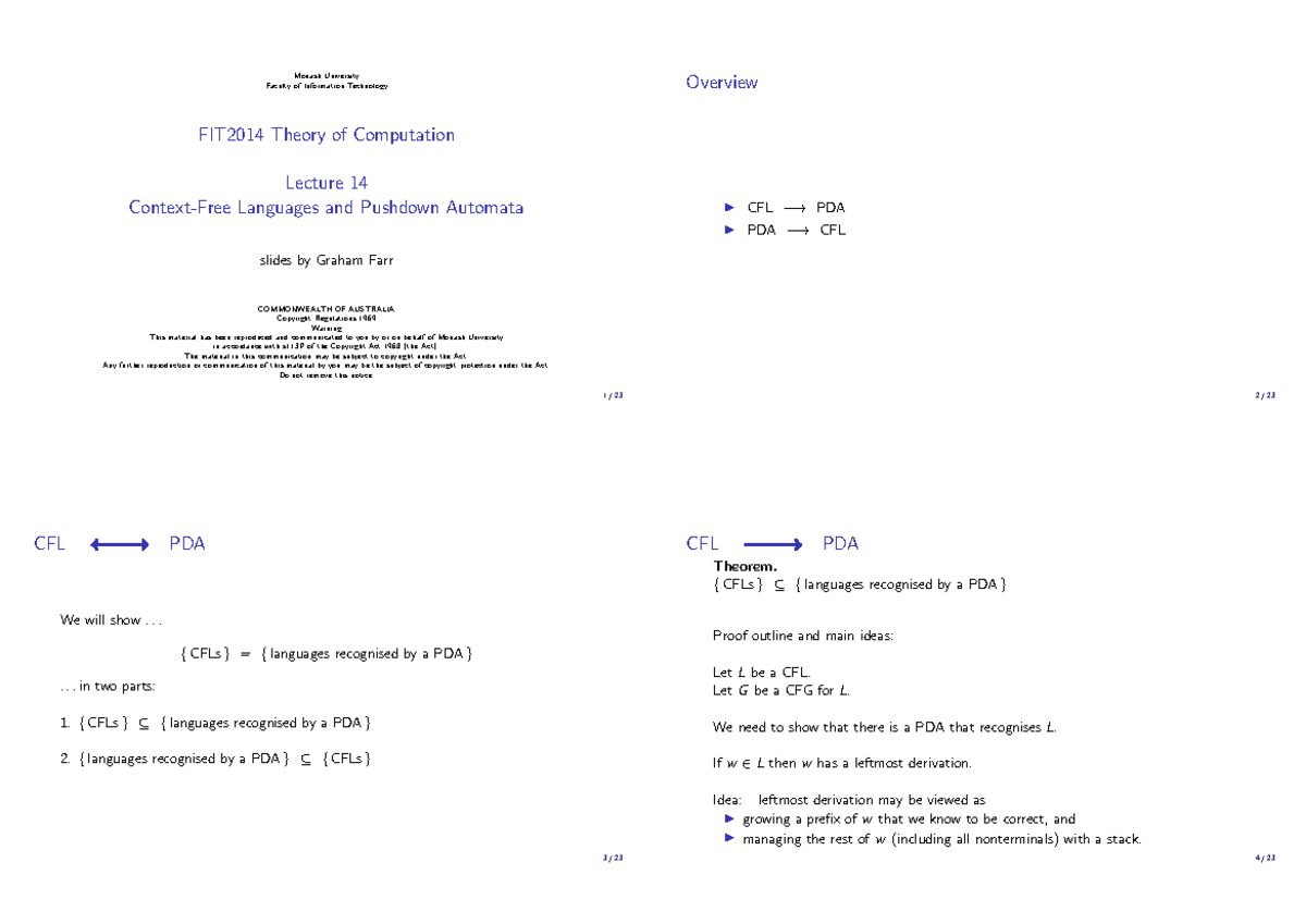 Lect14-handout-4 - COMPILED REVISION - Monash University Faculty of ...