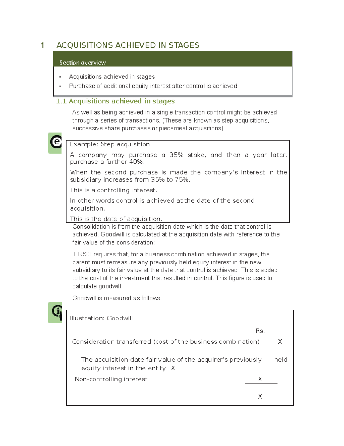 Acquisitions Achieved In Stages - 1 ACQUISITIONS ACHIEVED IN STAGES ...