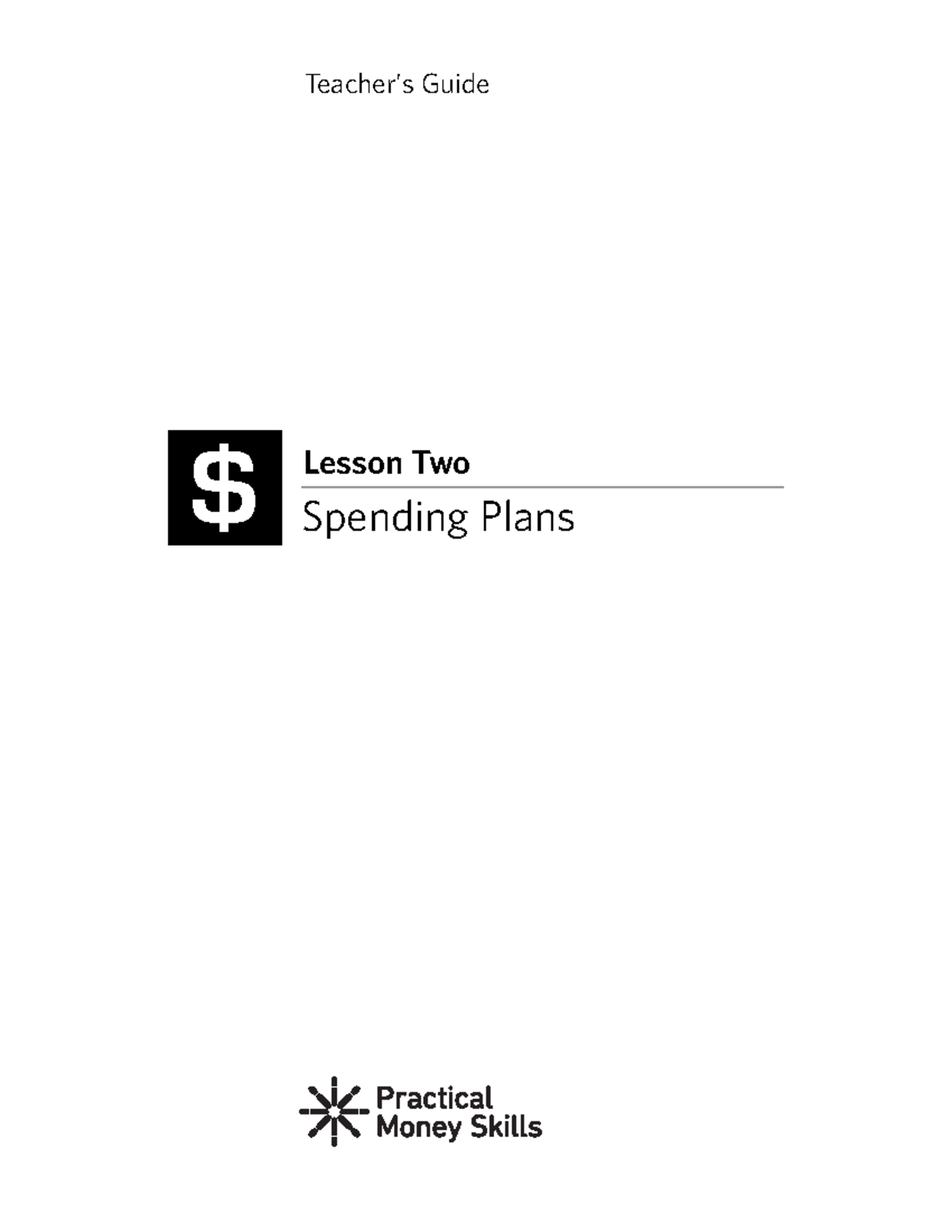 1 2 - Apuntes 1-3 - Spending Plans Lesson Two $ Teacher's Guide ...