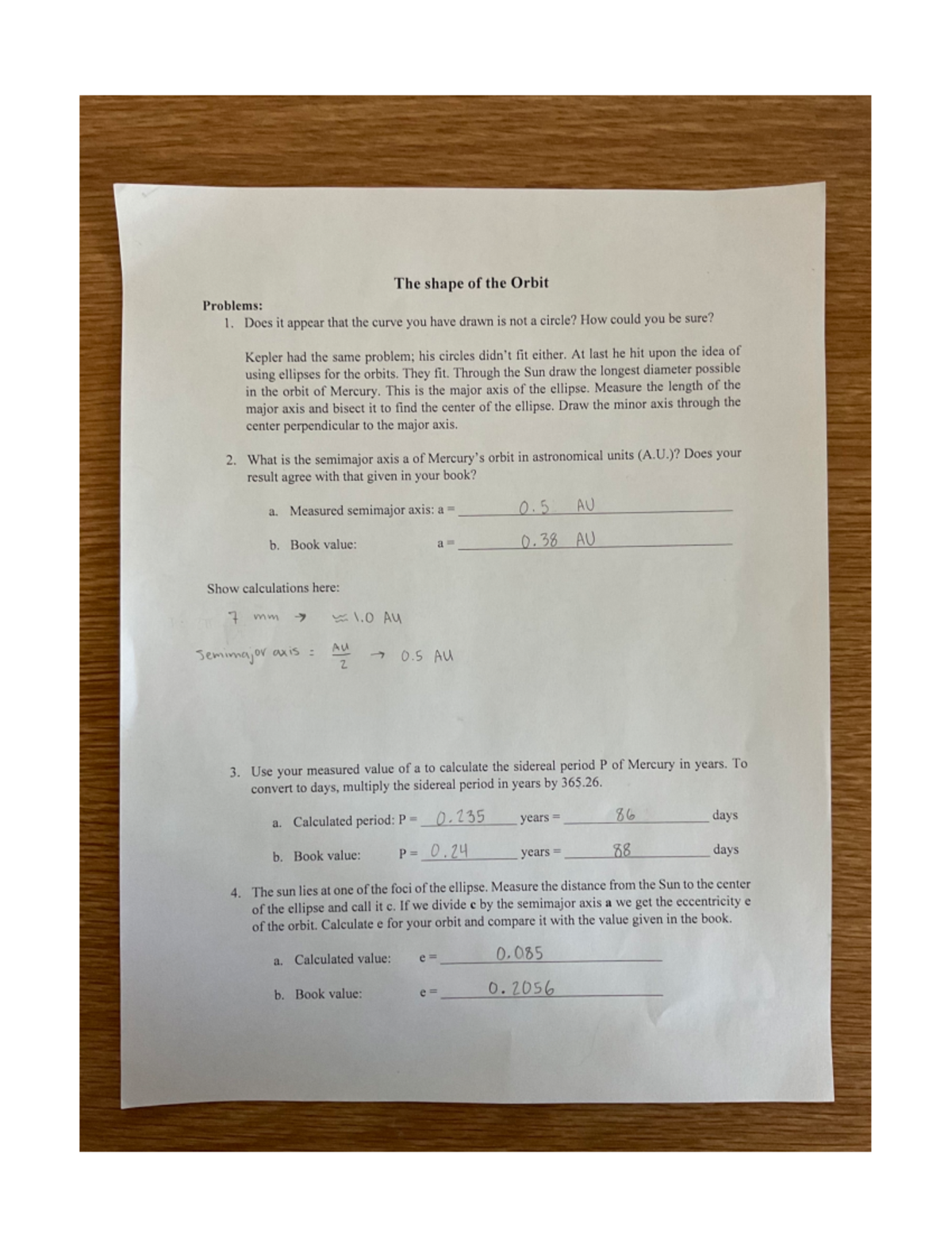 Mercury orbit lab - AST 110 - Studocu
