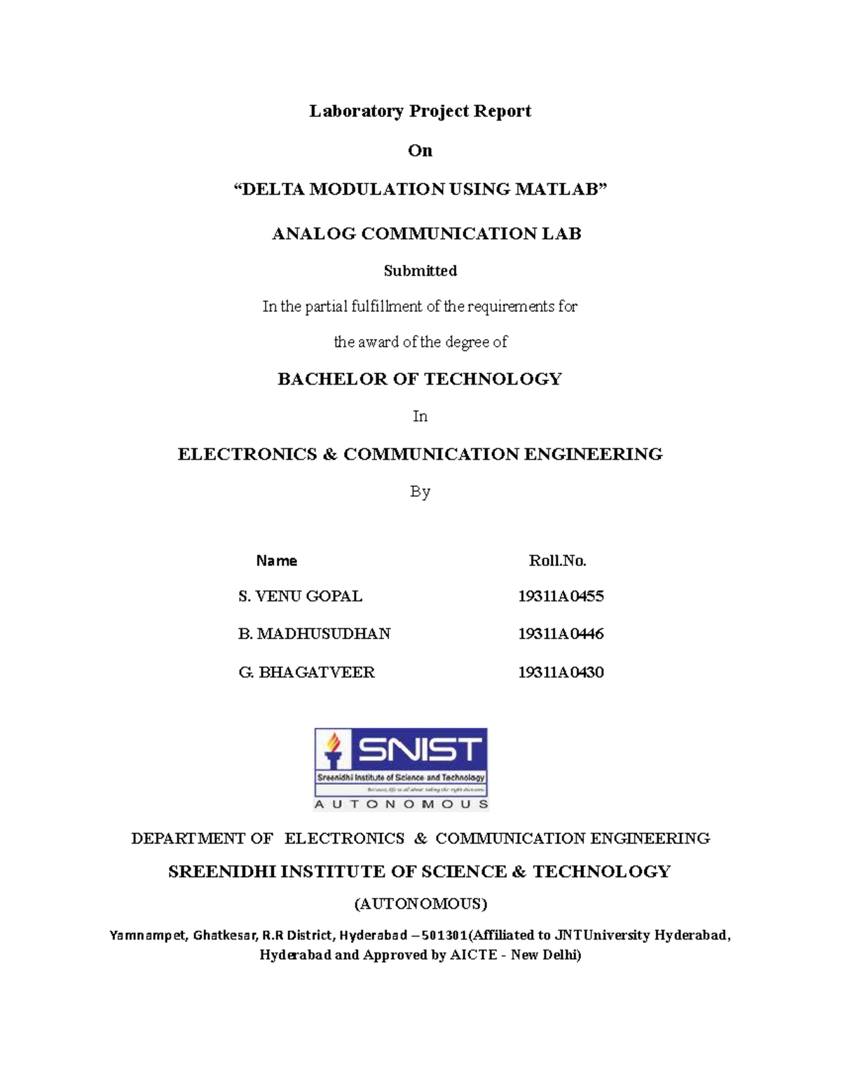 AC-LAB Project 455,430,446 - Laboratory Project Report On “DELTA ...