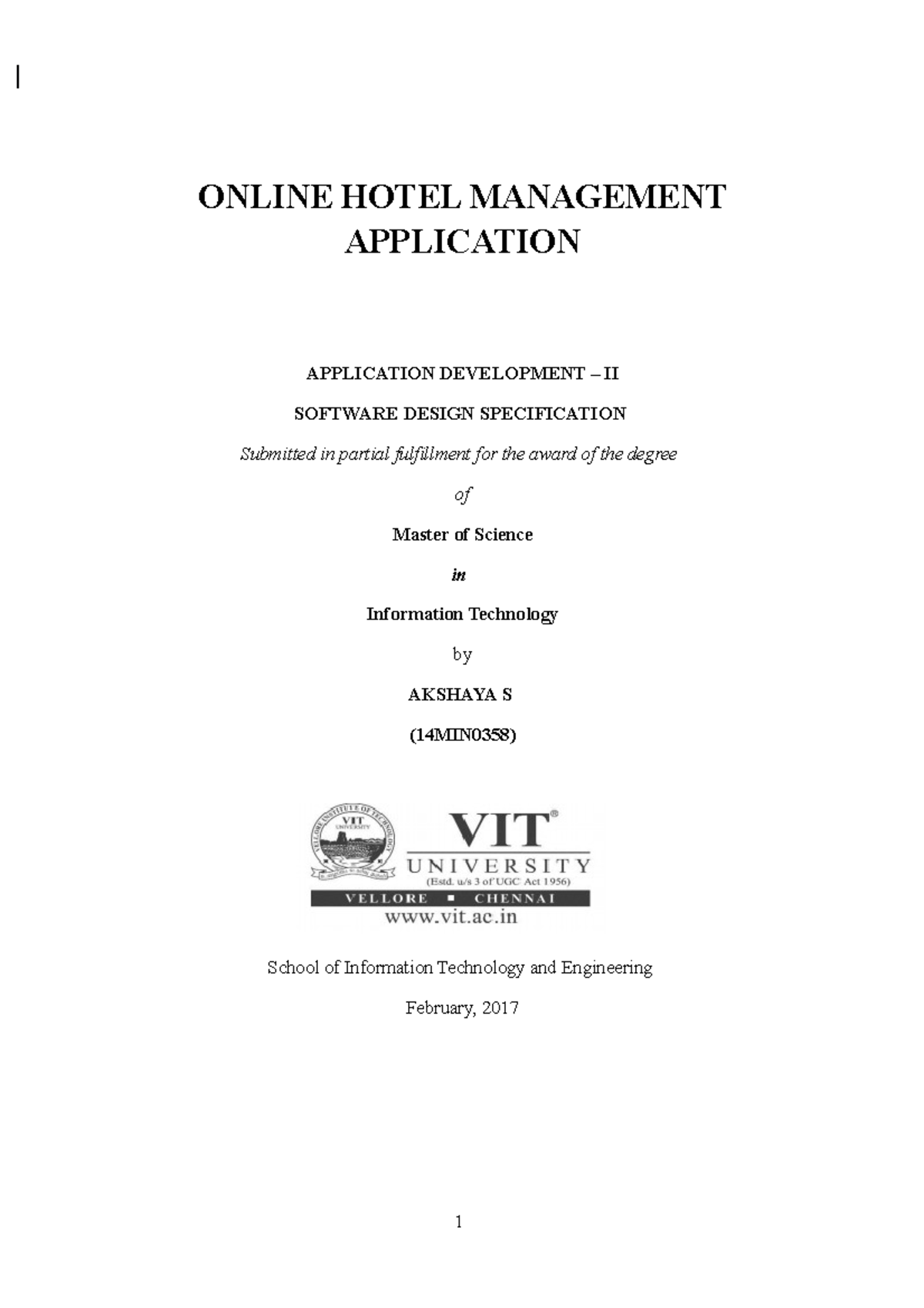 SRS Full Document hotel management - ONLINE HOTEL MANAGEMENT ...