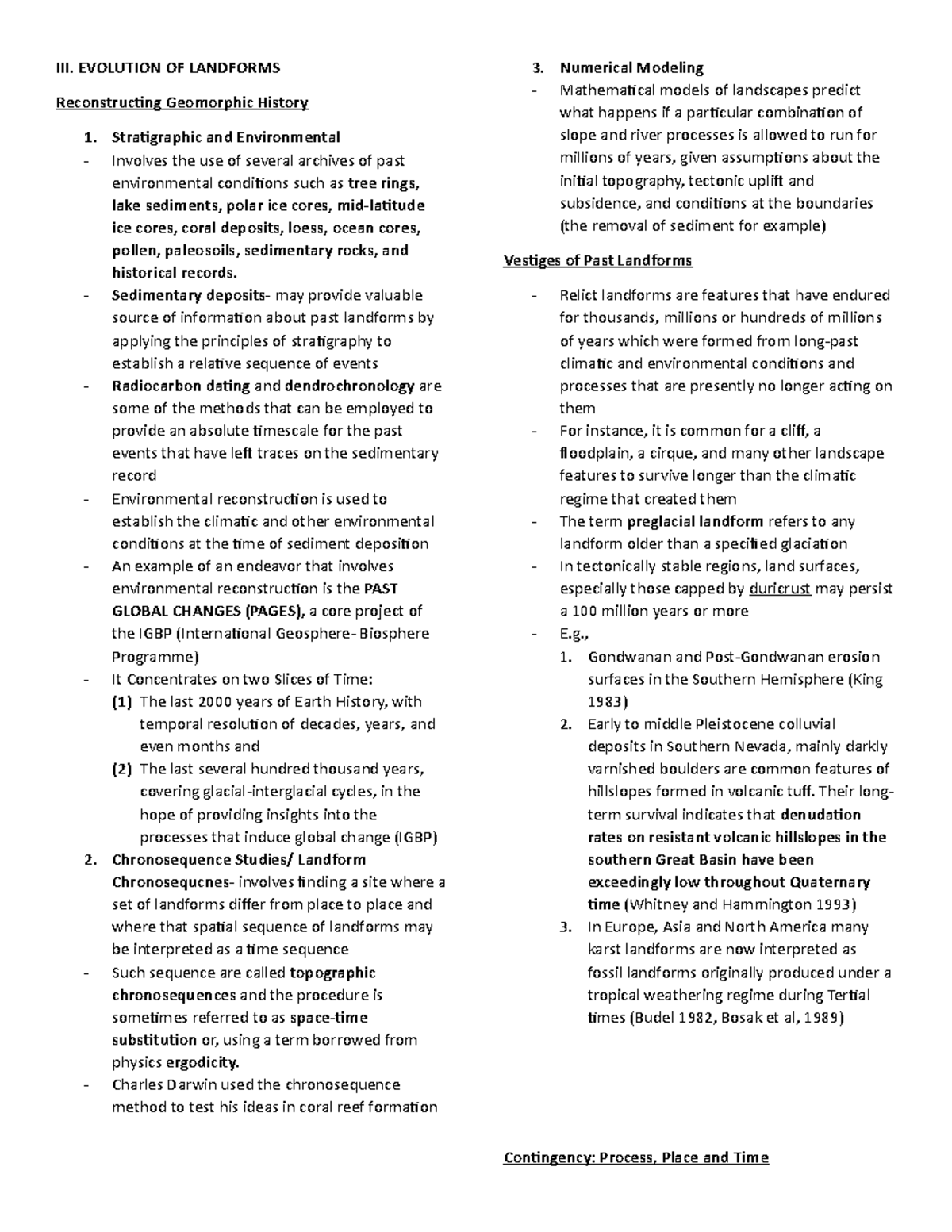 III. Evolution OF Landforms - III. EVOLUTION OF LANDFORMS ...