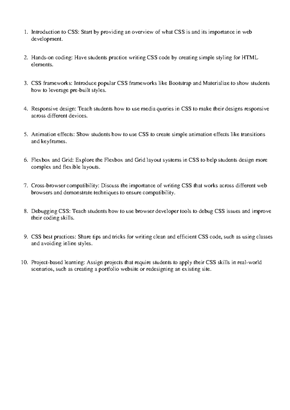 Css in web development - support - Introduction to CSS: Start by providing an overview of what ...