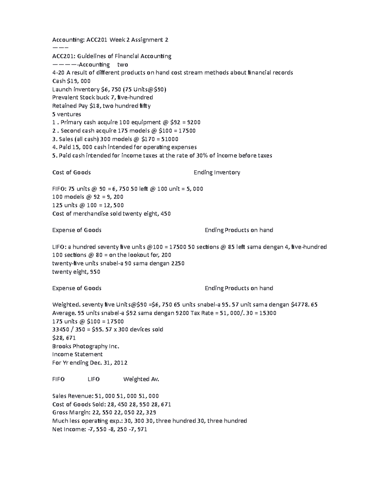 ACC201 Week 2 Assignment 21 - Accounting: ACC201 Week 2 Assignment 2 ...