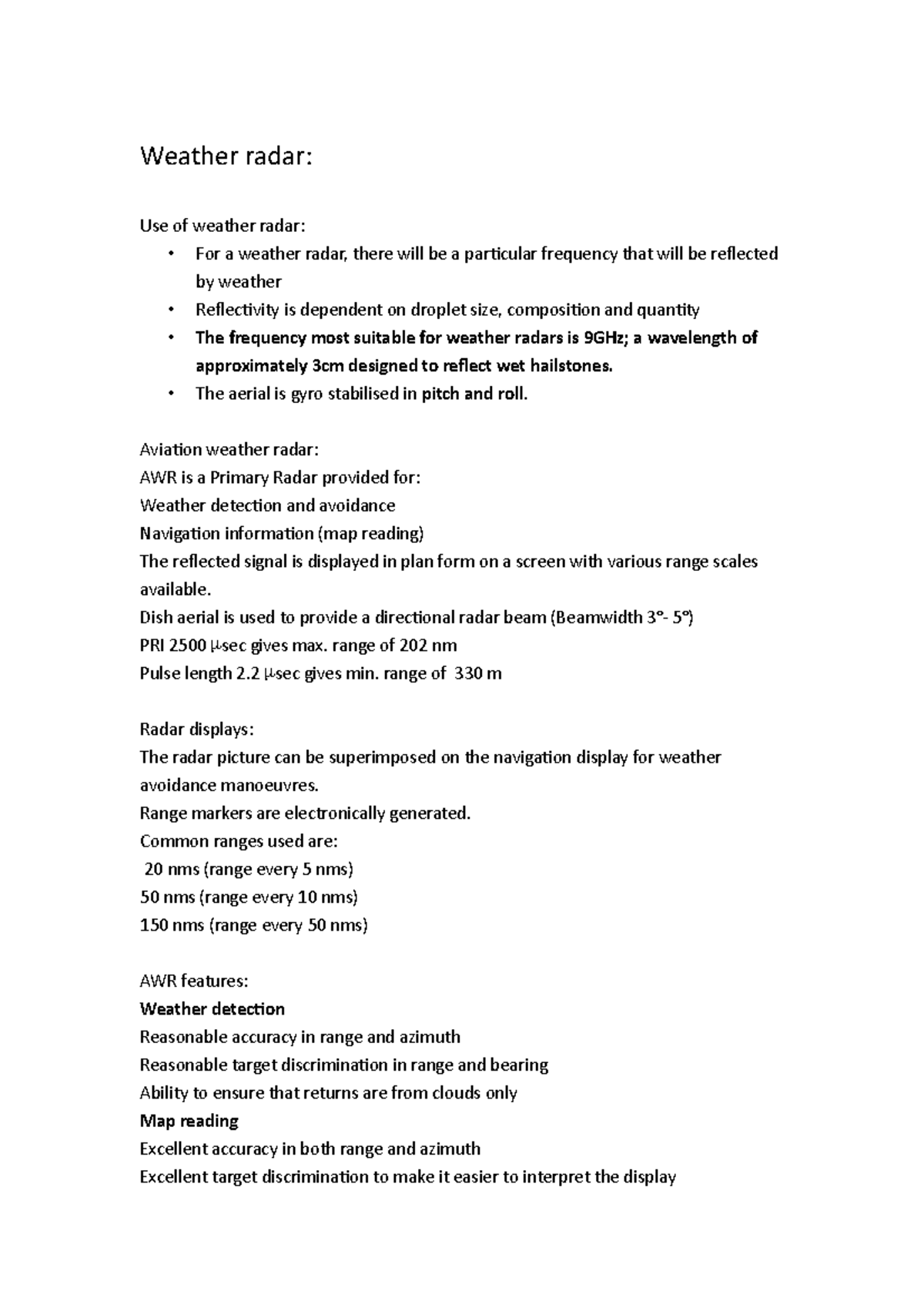 Weather radar - notes for the subject - Weather radar: Use of weather ...