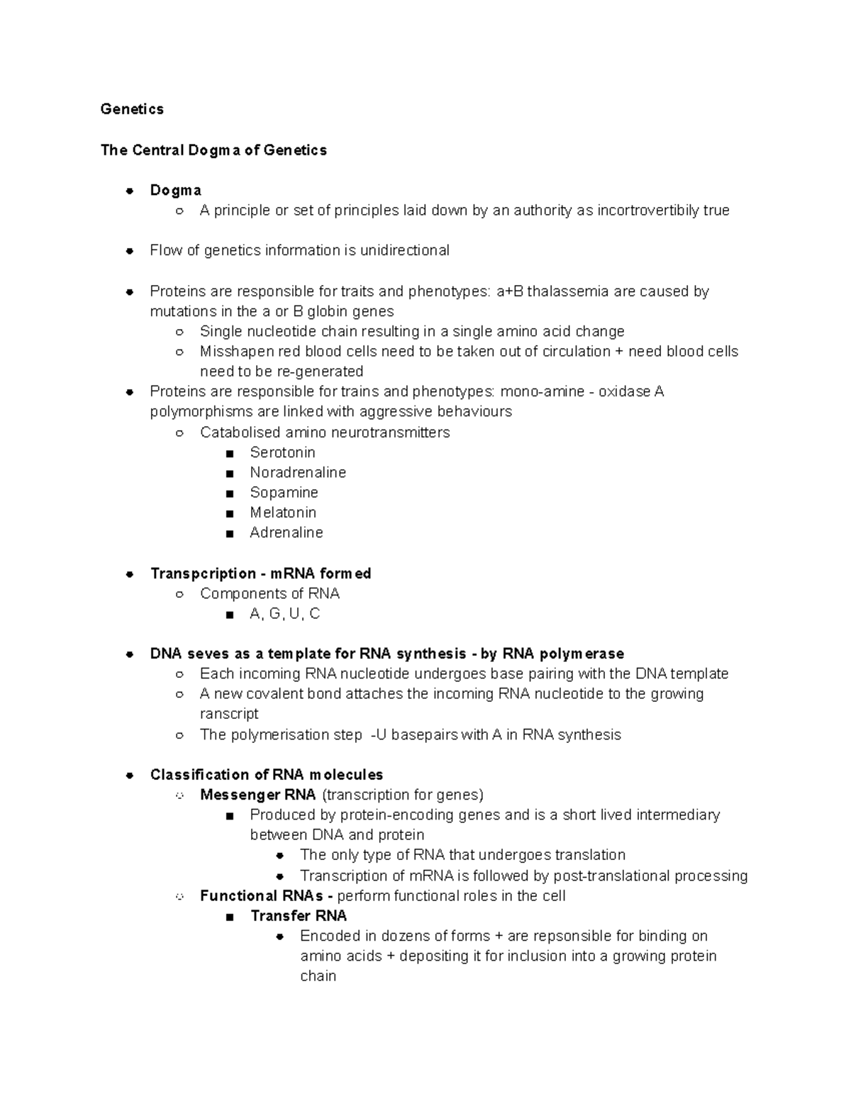 The Central Dogma of Genetics - Genetics The Central Dogma of Genetics ...