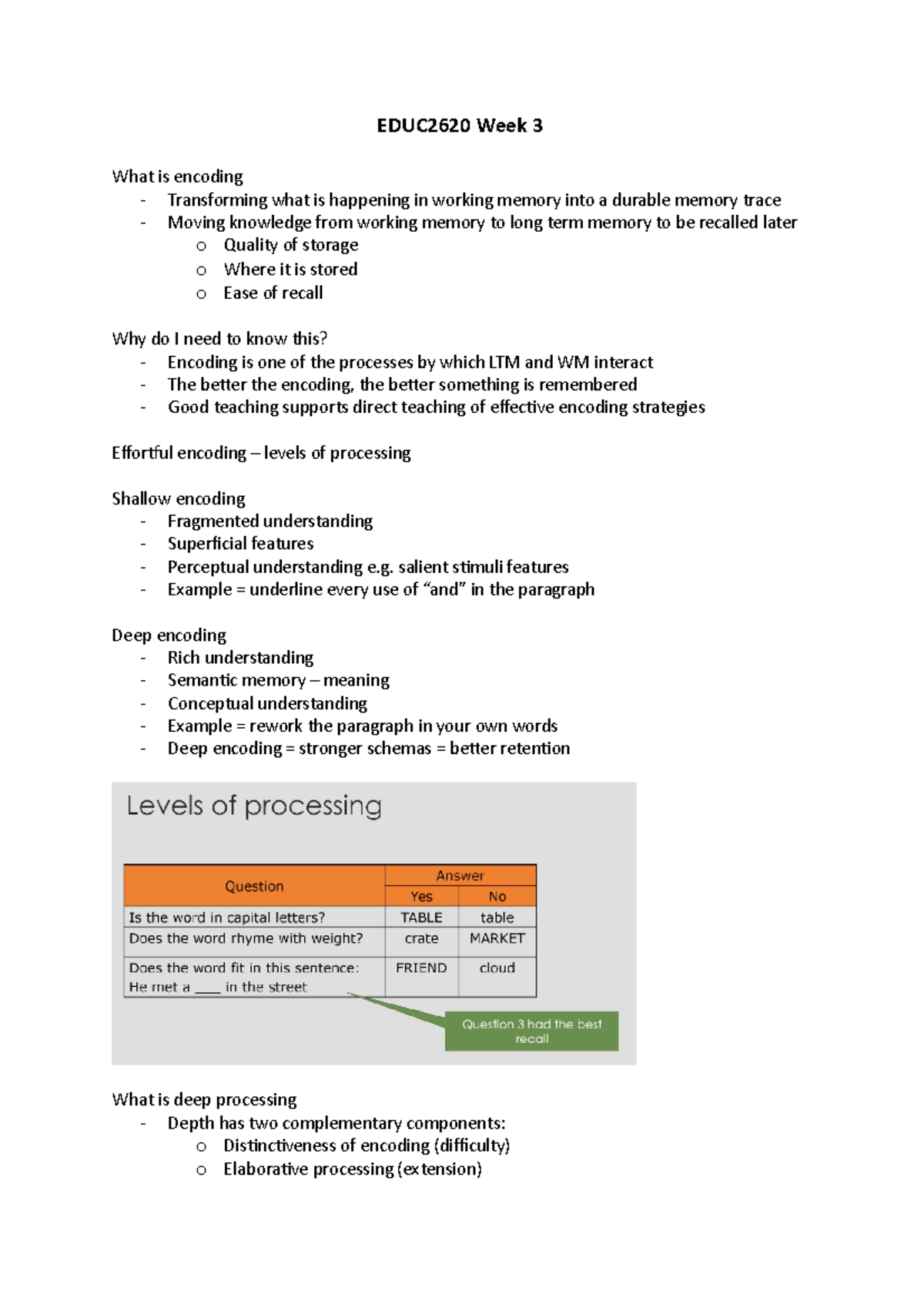 EDUC2620 Week 3 - salient stimuli features - Example = underline every ...