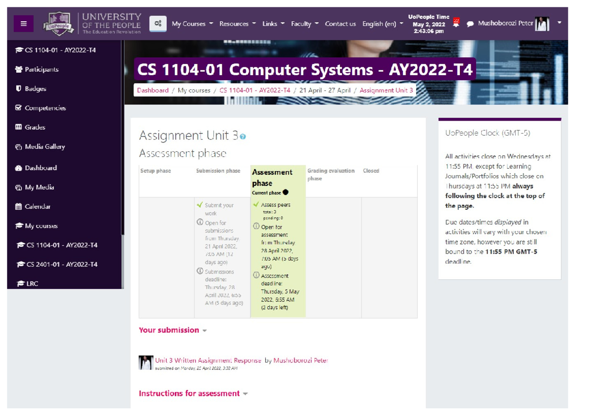 Assignment unit 4 Assessment Phase - BS in Computer Science - Studocu