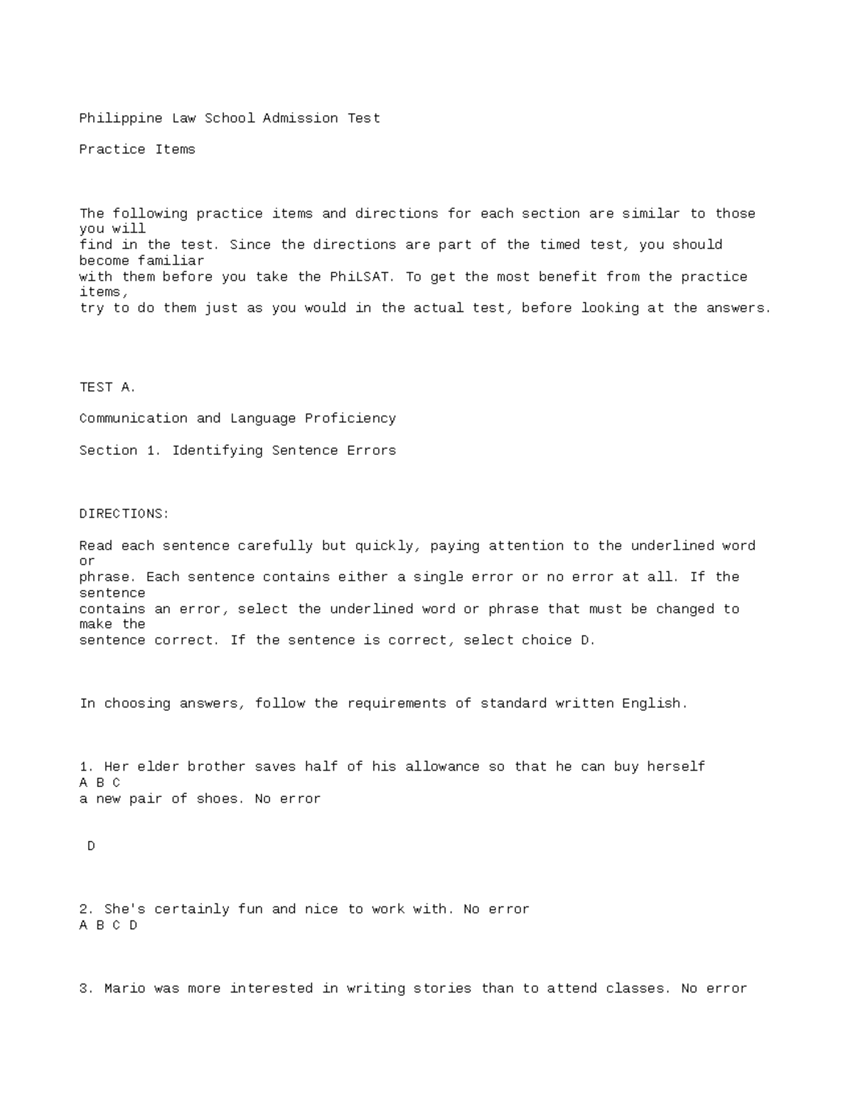 Pdfcoffee - Helpful - Philippine Law School Admission Test Practice ...