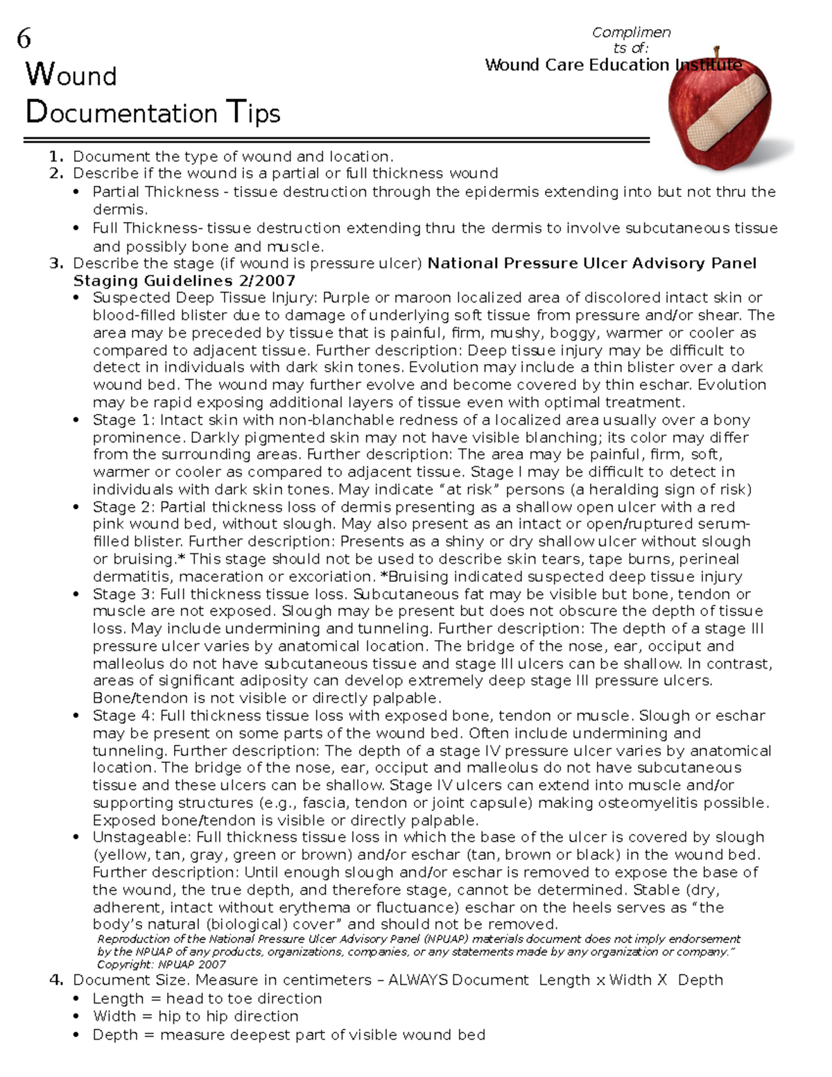 Wound Documentation Tips 6 - 6 Wound Documentation Tips Complimen ts of ...