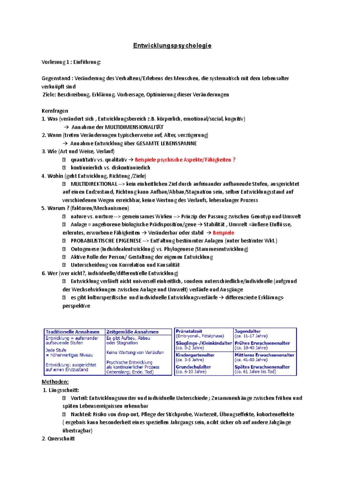 Entwicklung 1 - k.a. - Entwicklungspsychologie Vorlesung 1 : Einführung ...