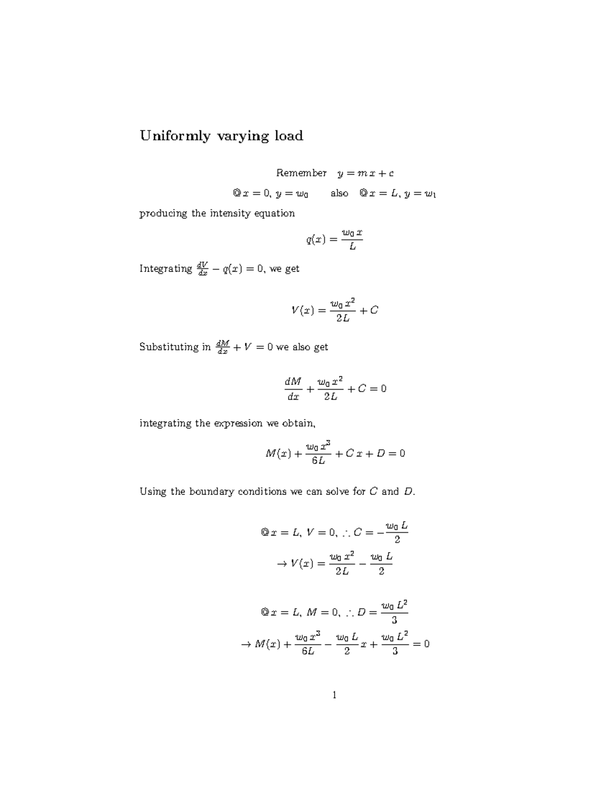Built-in UVL - built in uvl formula - Uniformly varying load Remember y ...