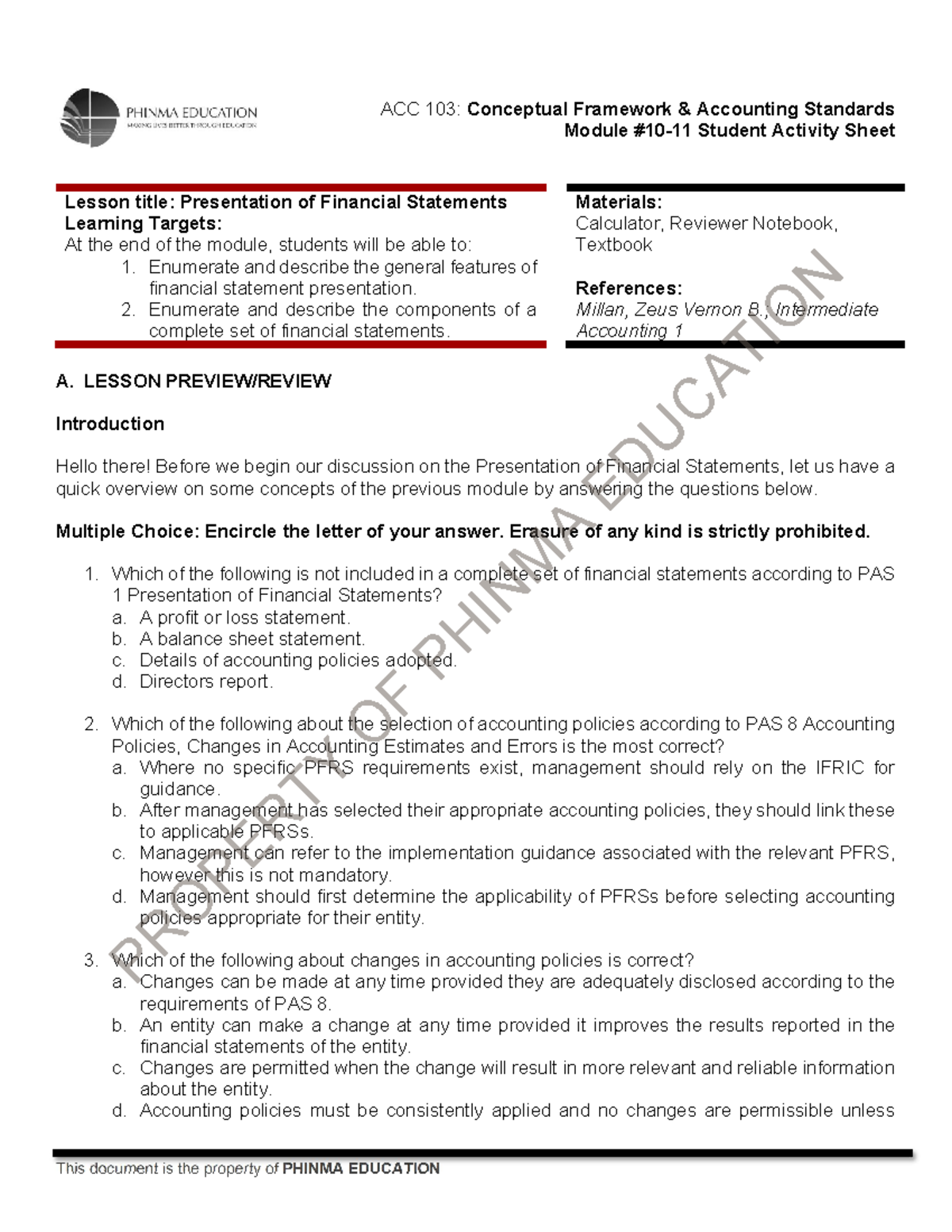 ACC 103 DAY 10-11 SAS - Acc103 - Module #10-11 Student Activity Sheet ...