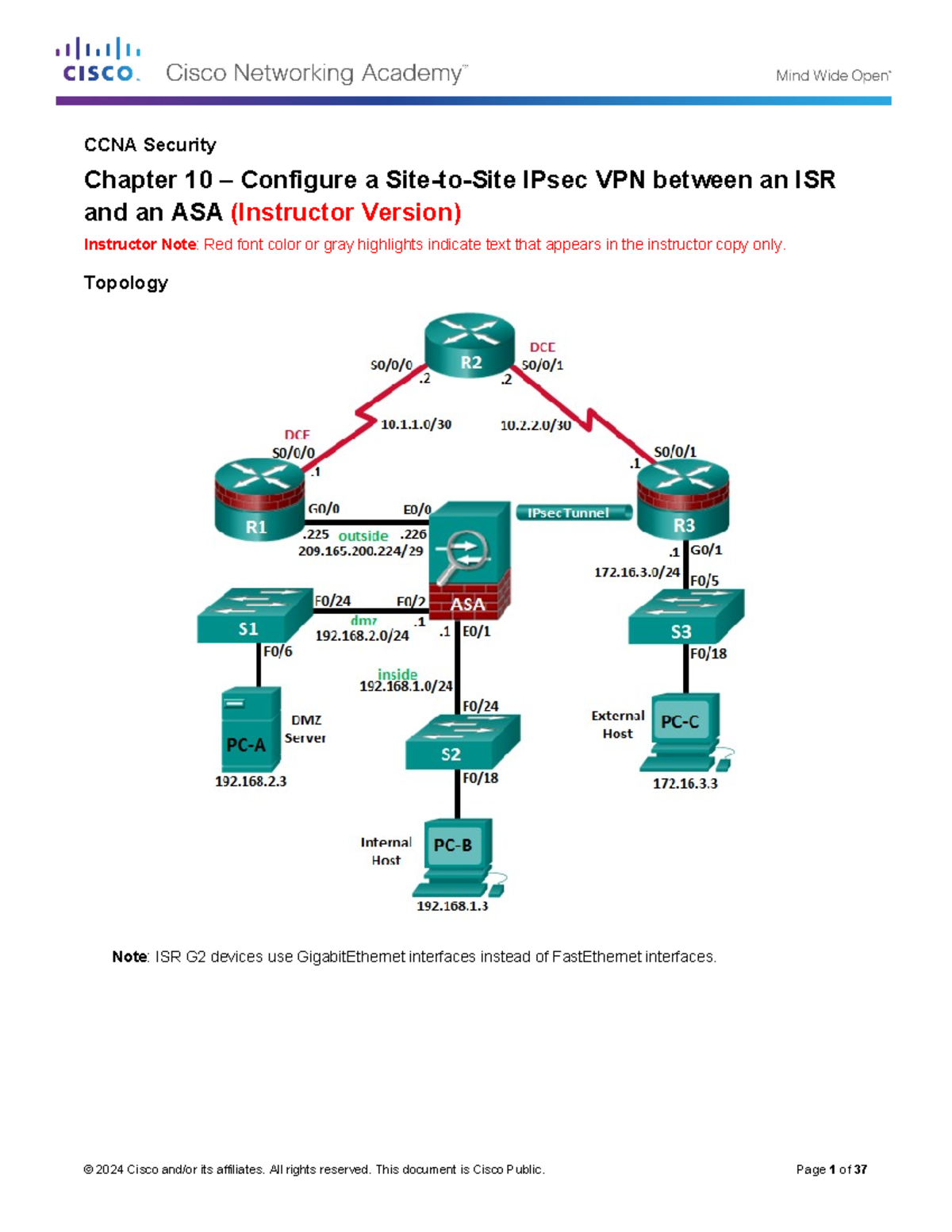 10.2.1.9 Lab B - Configure a Site-to-Site IPsec VPN Using ISR CLI and ASA ASDM Instructor - CCNA ...