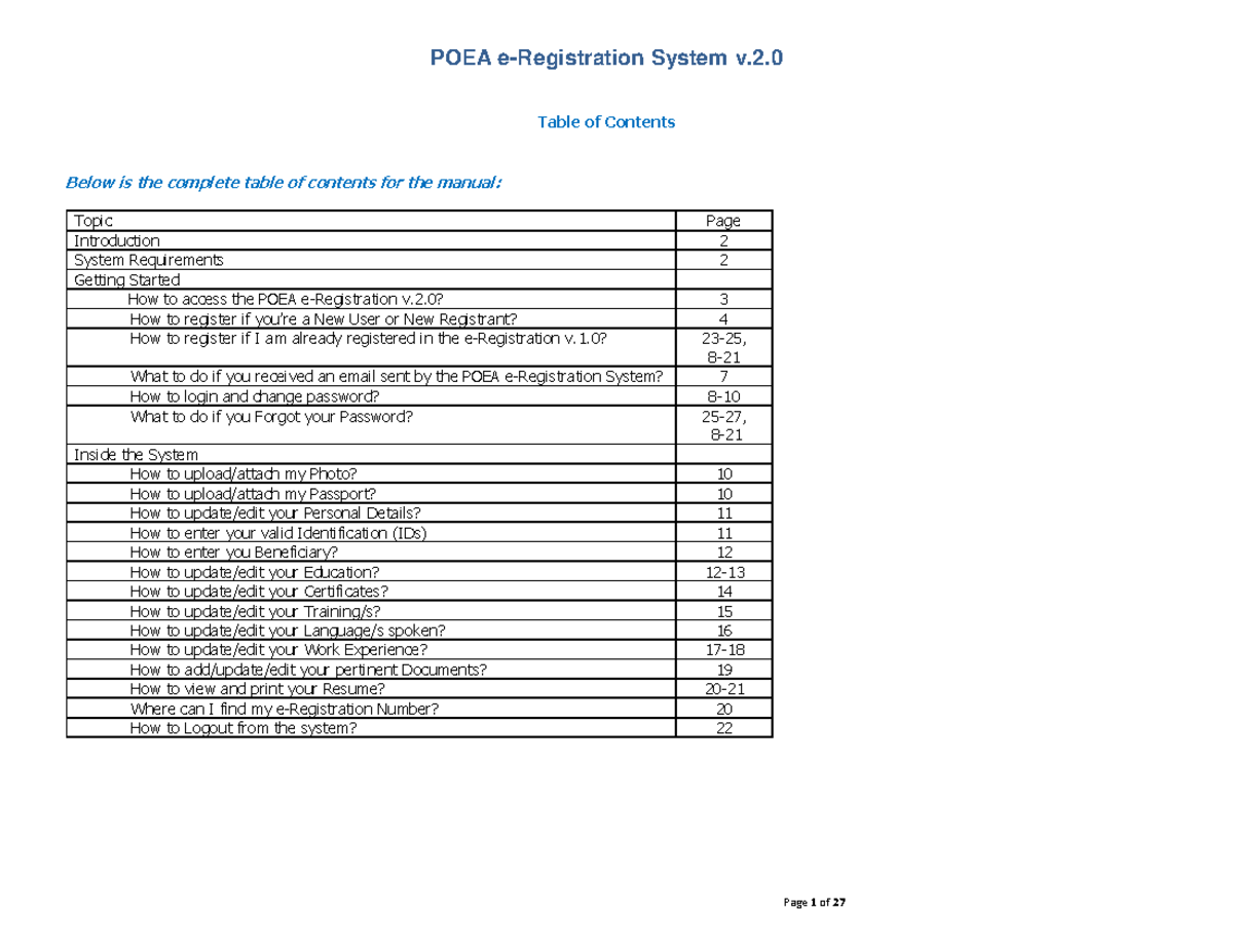 V2manual - Msjd - Table of Contents Below is the complete table of ...