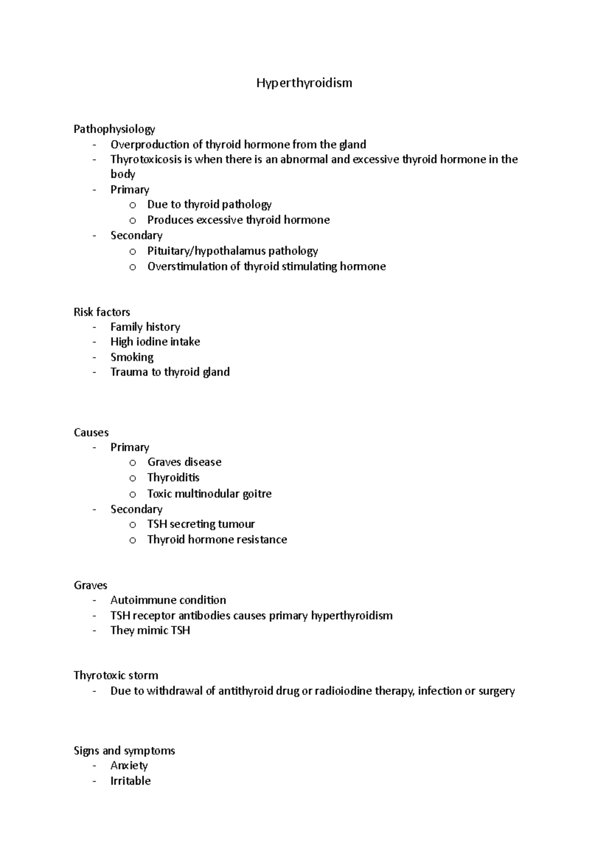 Hyperthyroidism - Lecture notes 96 - Hyperthyroidism Pathophysiology ...