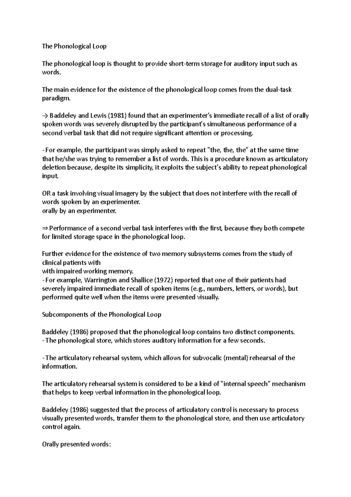 The Phonological Loop General Psychology The Phonological Loop The Phonological Loop Is 7753
