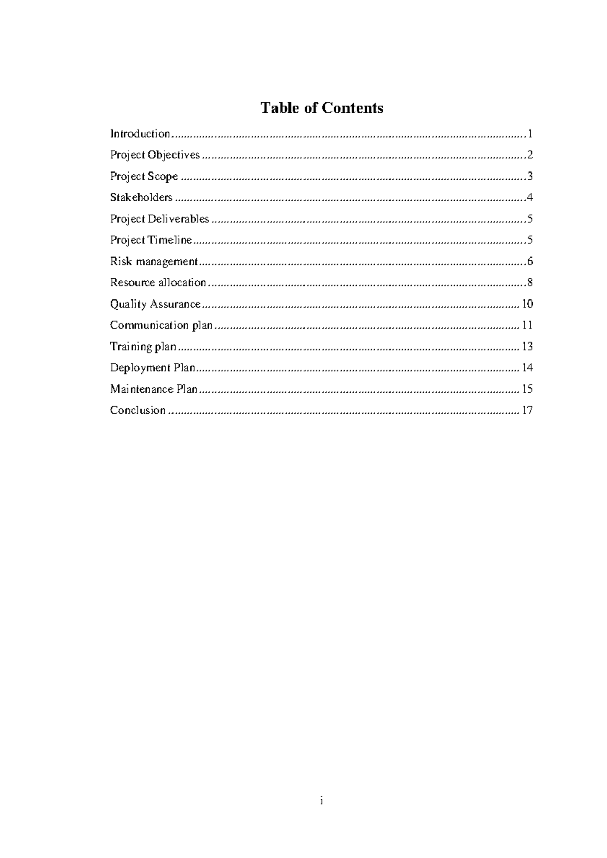 Software Project Management Report - i Introduction Table of Contents ...