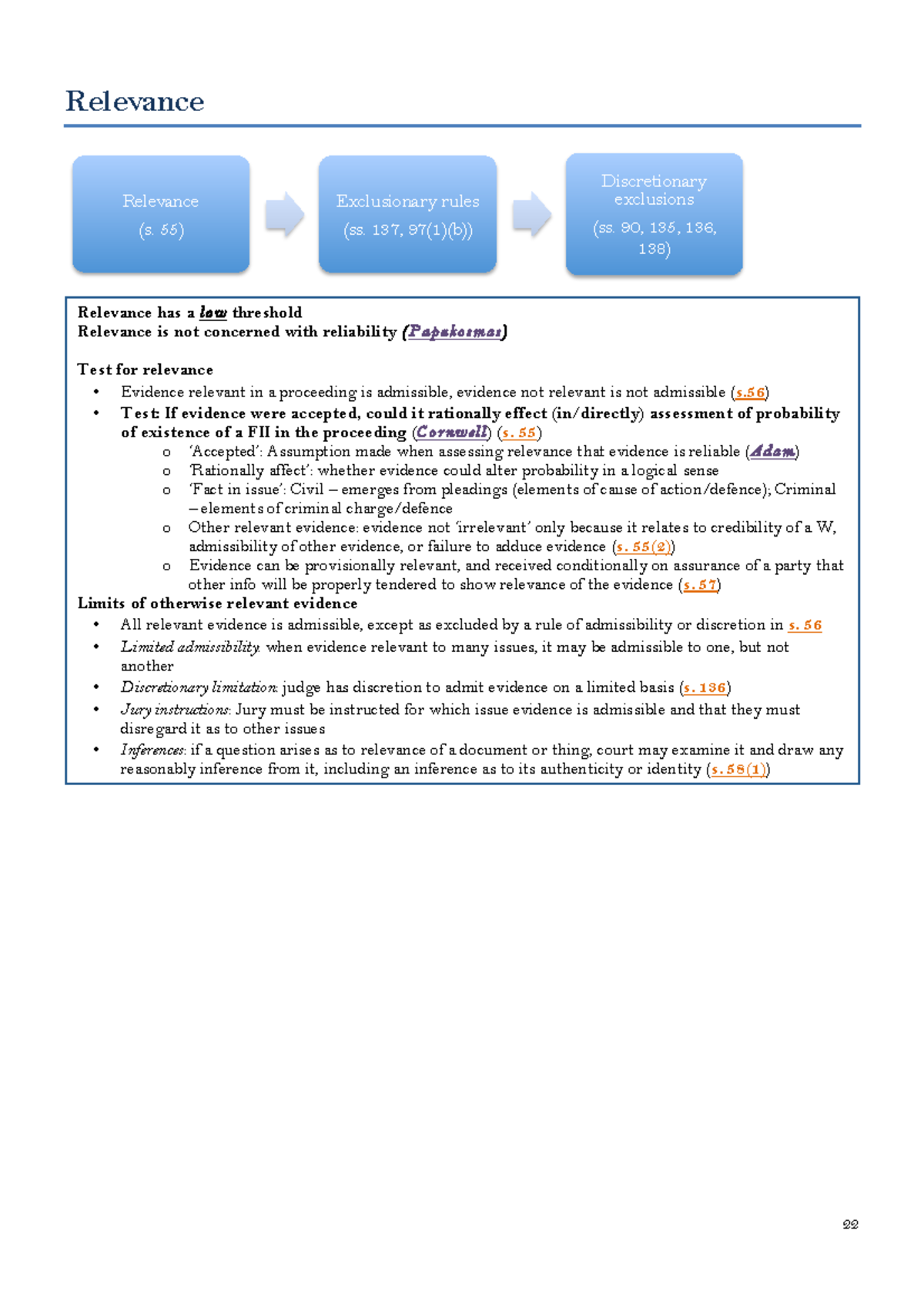Relevance Tutorial Notes for Evidence - Relevance Relevance (s. 55 ...